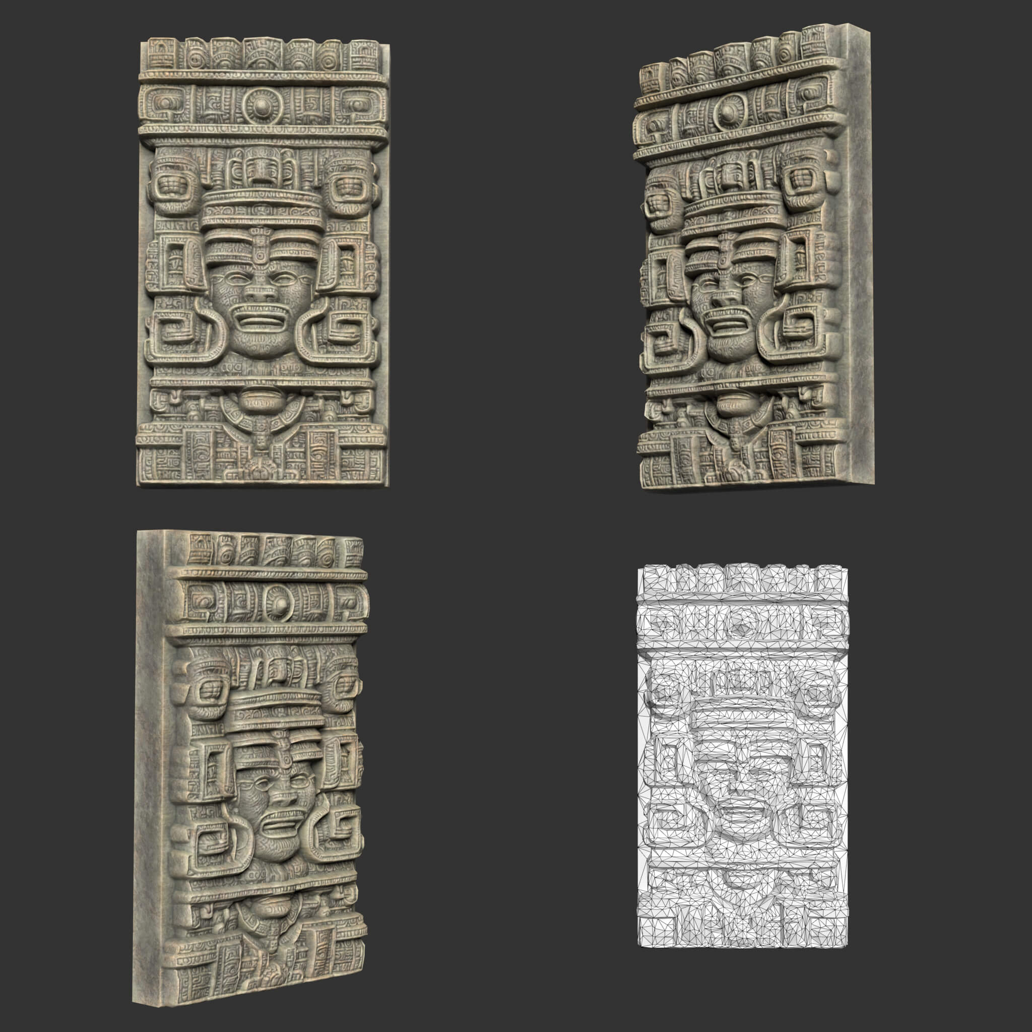 10 Low Poly PBR Mayan Temple Wall Decor - 3D Model by mega3d