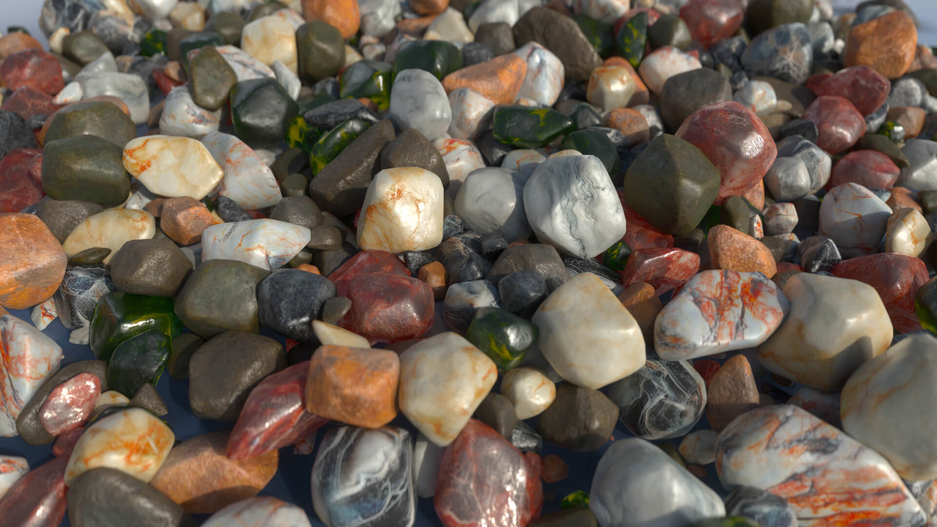 100 Debris Pebble Stones - 3D Model by mega3d