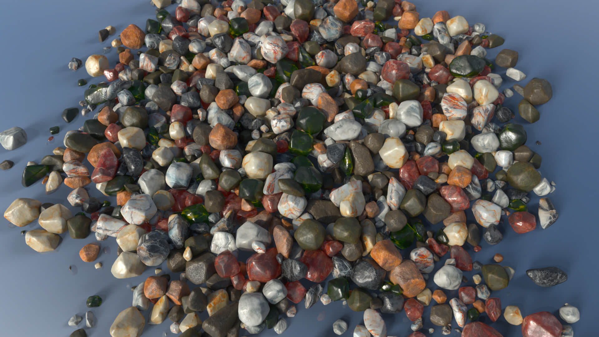 100 Debris Pebble Stones - 3D Model by mega3d
