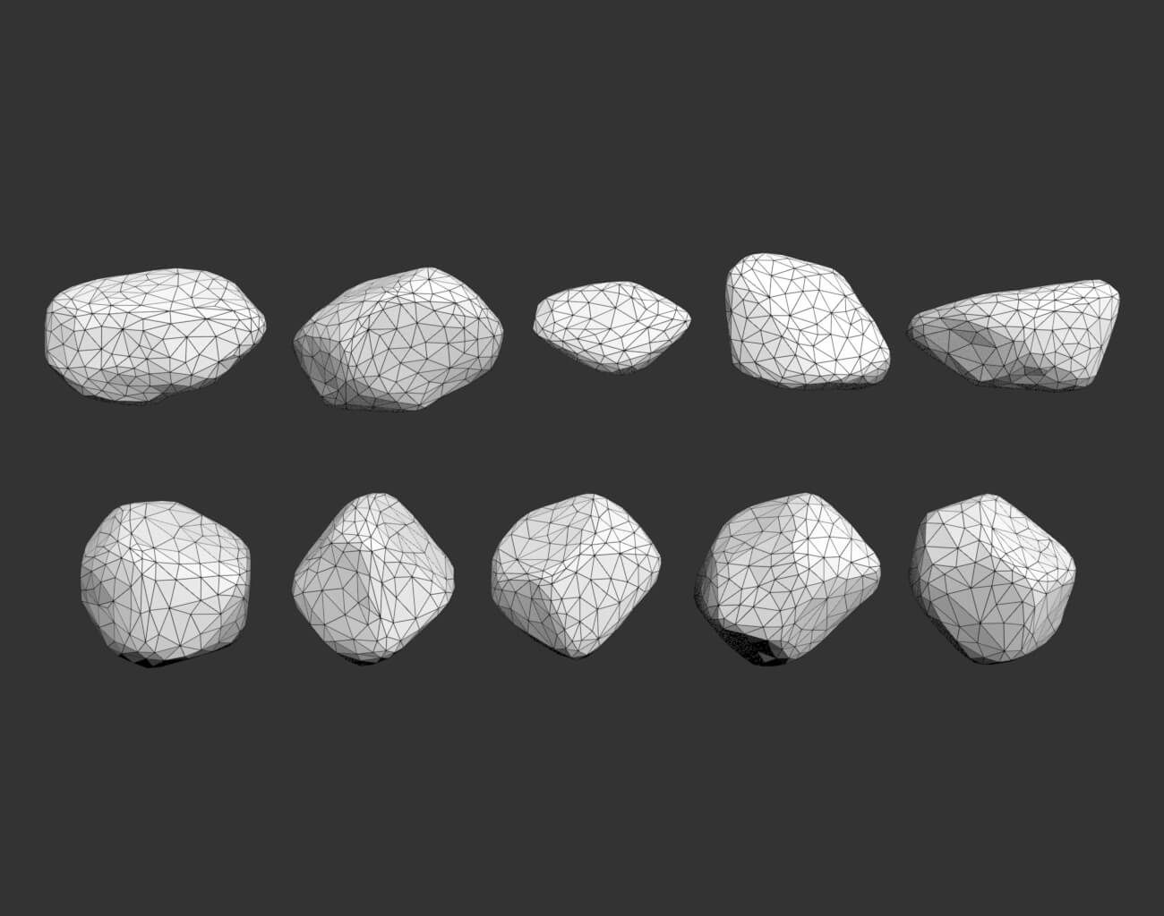 100 Debris Pebble Stones - 3D Model by mega3d