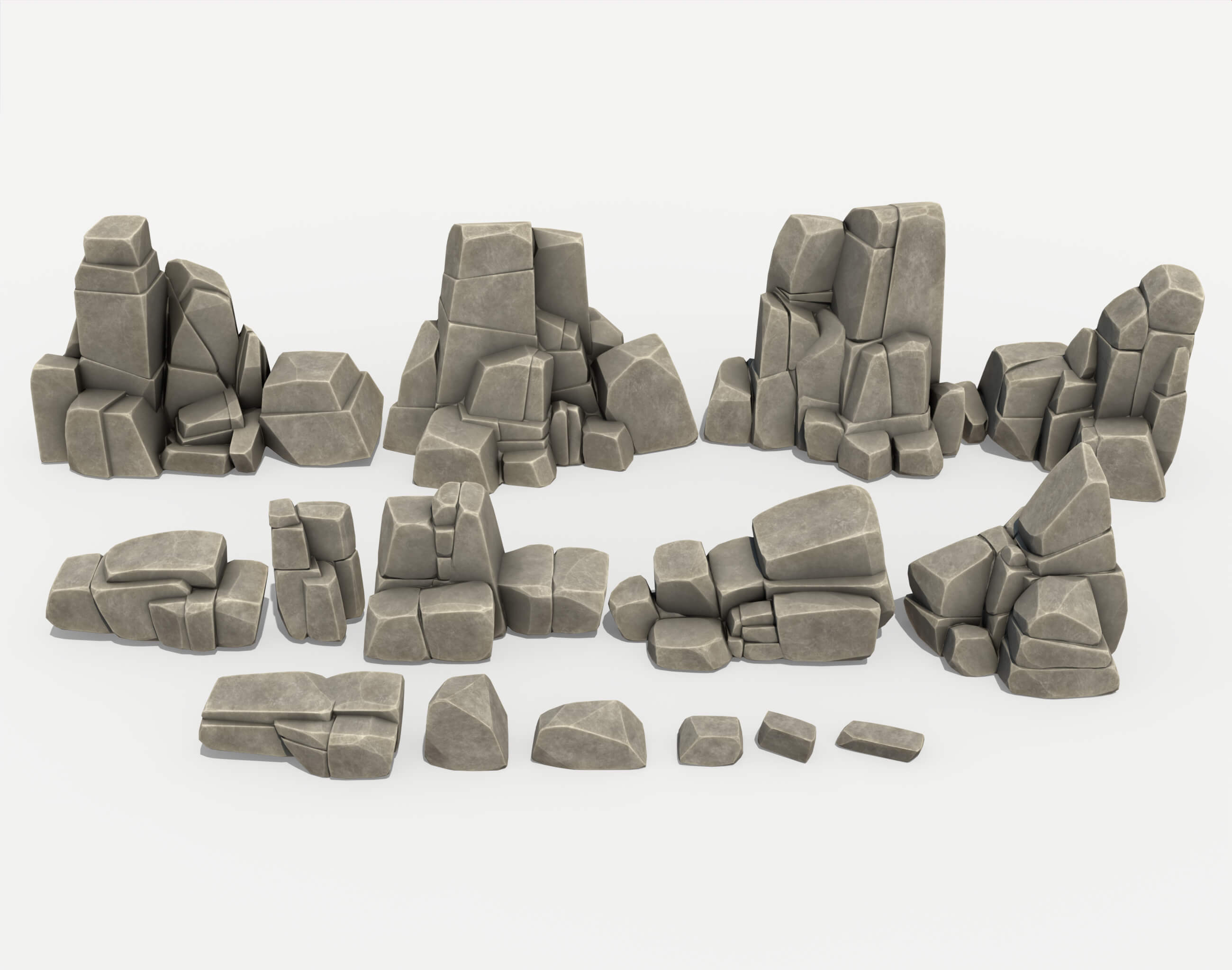 15 Stylized Block Rock - 3D Game Asset - 231030 by mega3d
