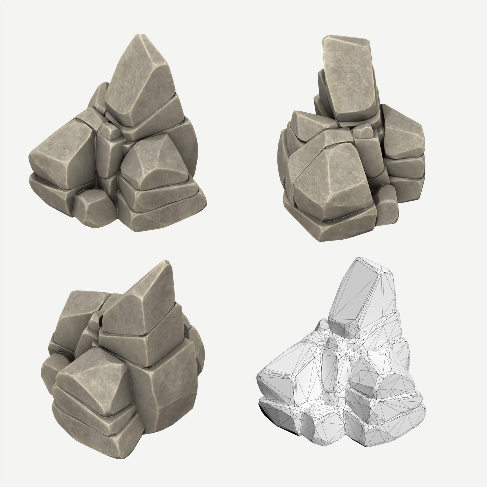 15 Stylized Block Rock - 3D Game Asset - 231030 by mega3d