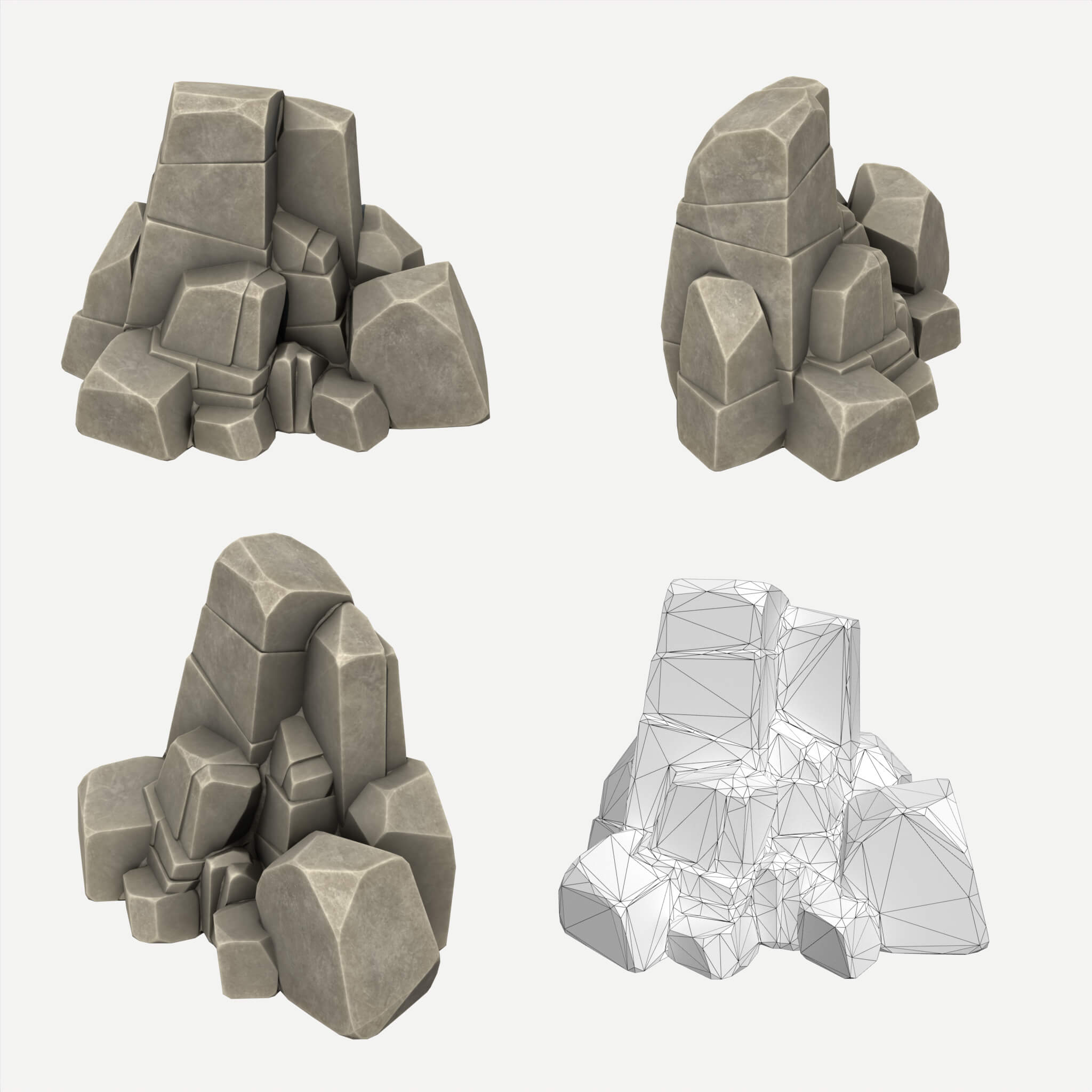 15 Stylized Block Rock - 3D Game Asset - 231030 by mega3d