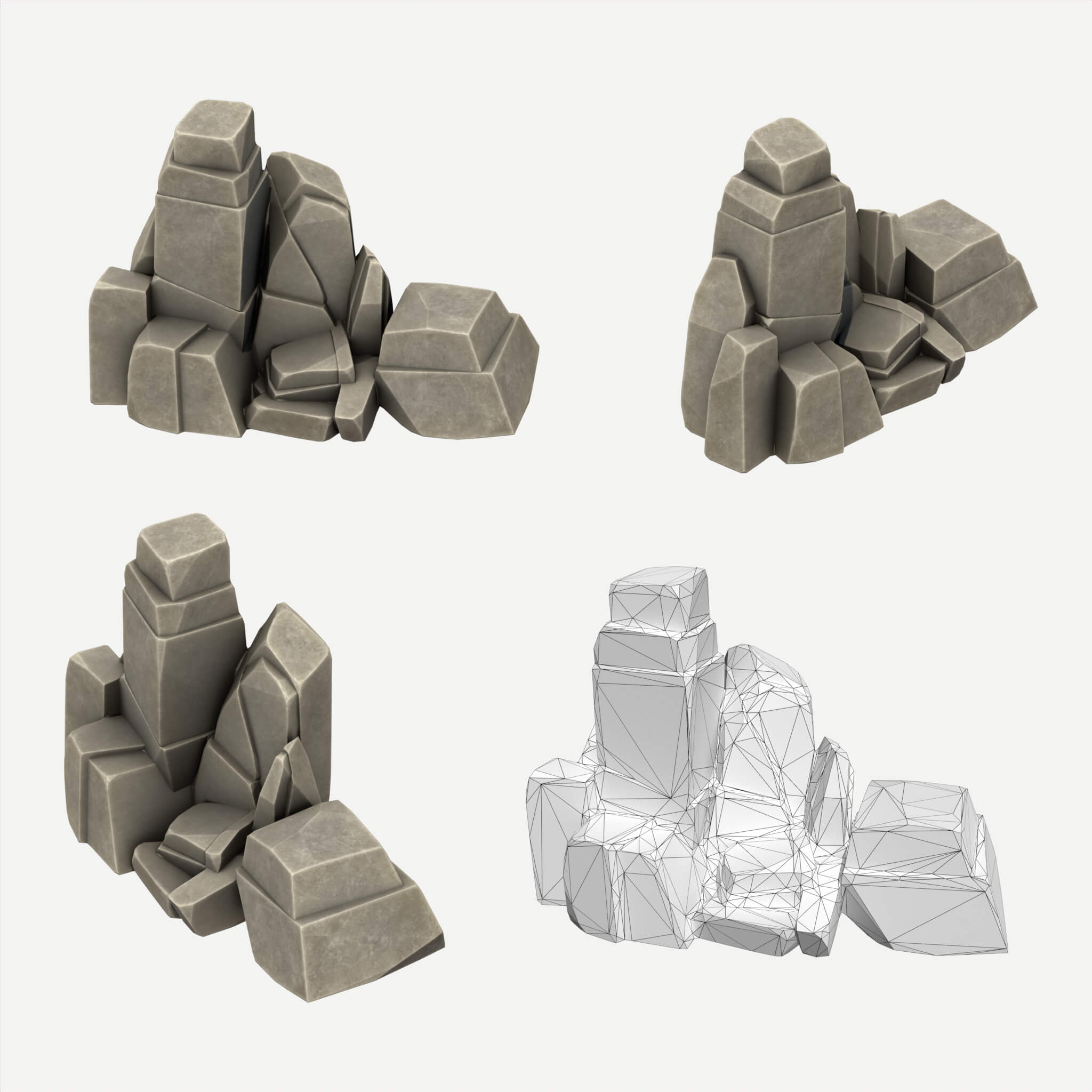 15 Stylized Block Rock - 3D Game Asset - 231030 by mega3d