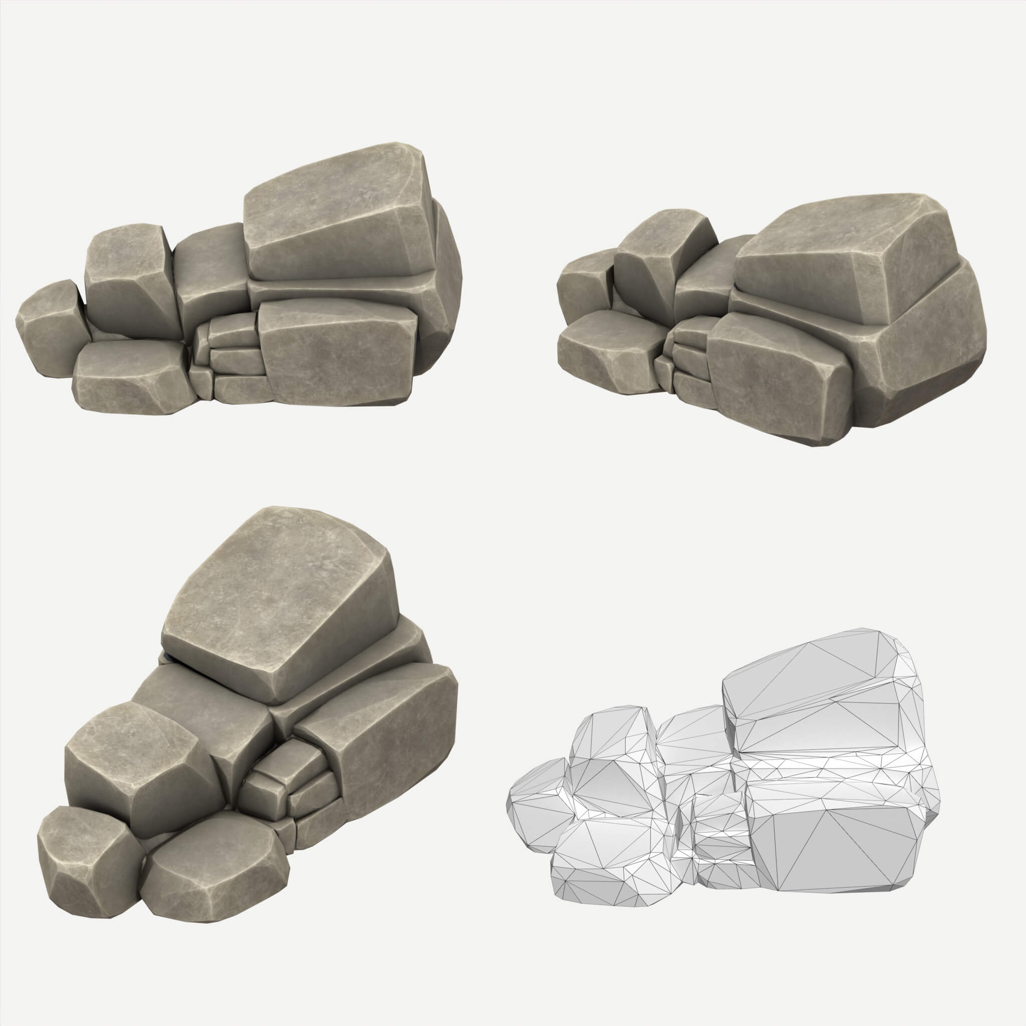 15 Stylized Block Rock - 3D Game Asset - 231030 by mega3d