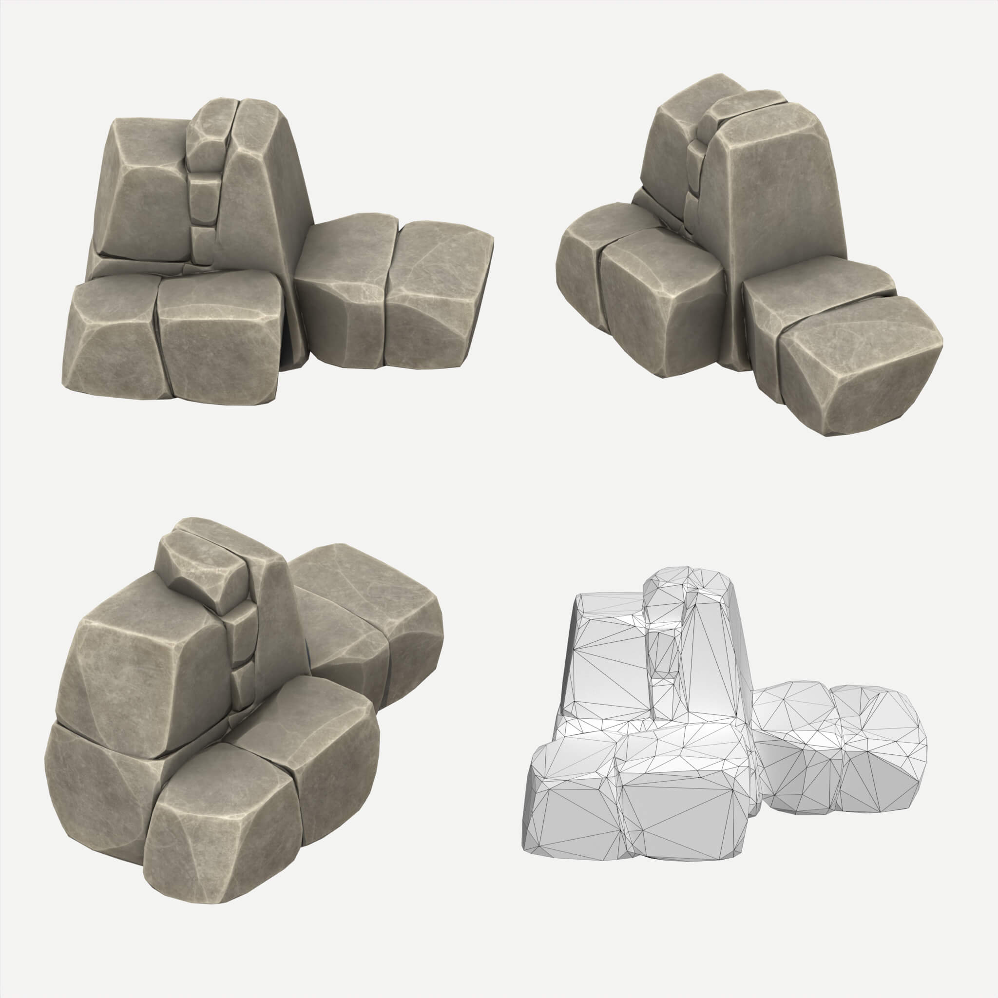 15 Stylized Block Rock - 3D Game Asset - 231030 by mega3d