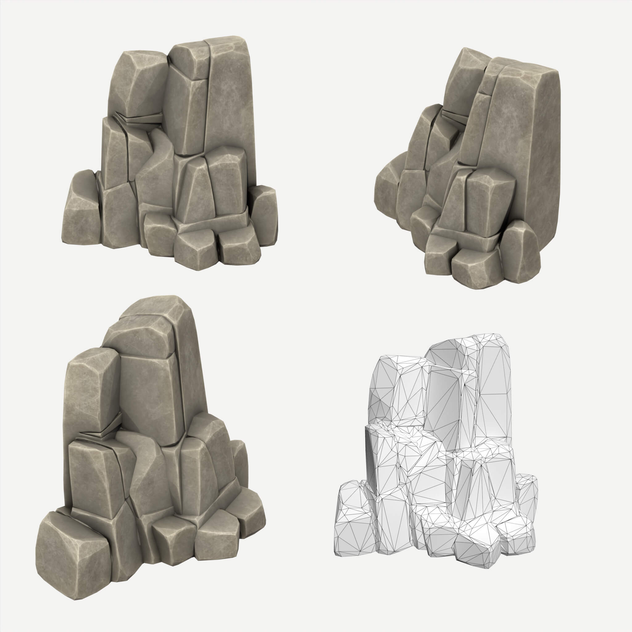 15 Stylized Block Rock - 3D Game Asset - 231030 by mega3d