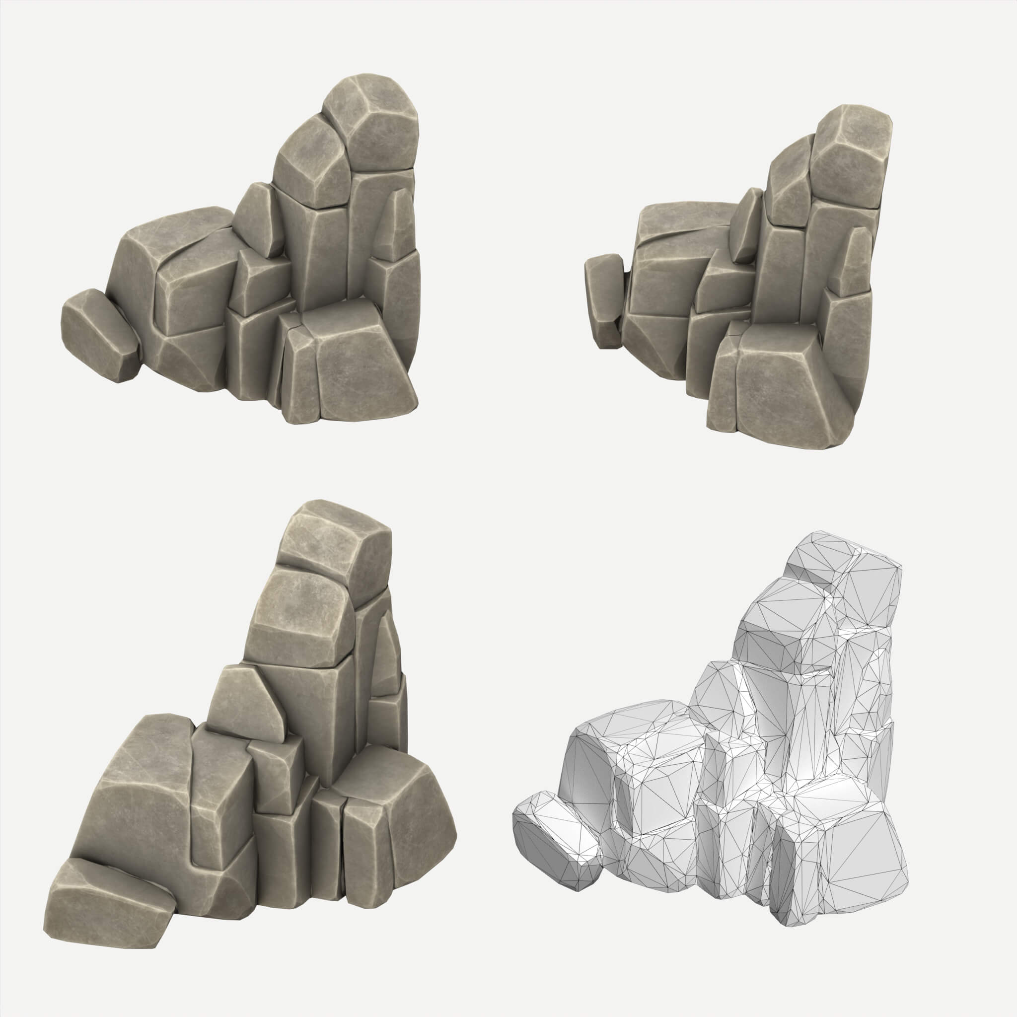 15 Stylized Block Rock - 3D Game Asset - 231030 by mega3d