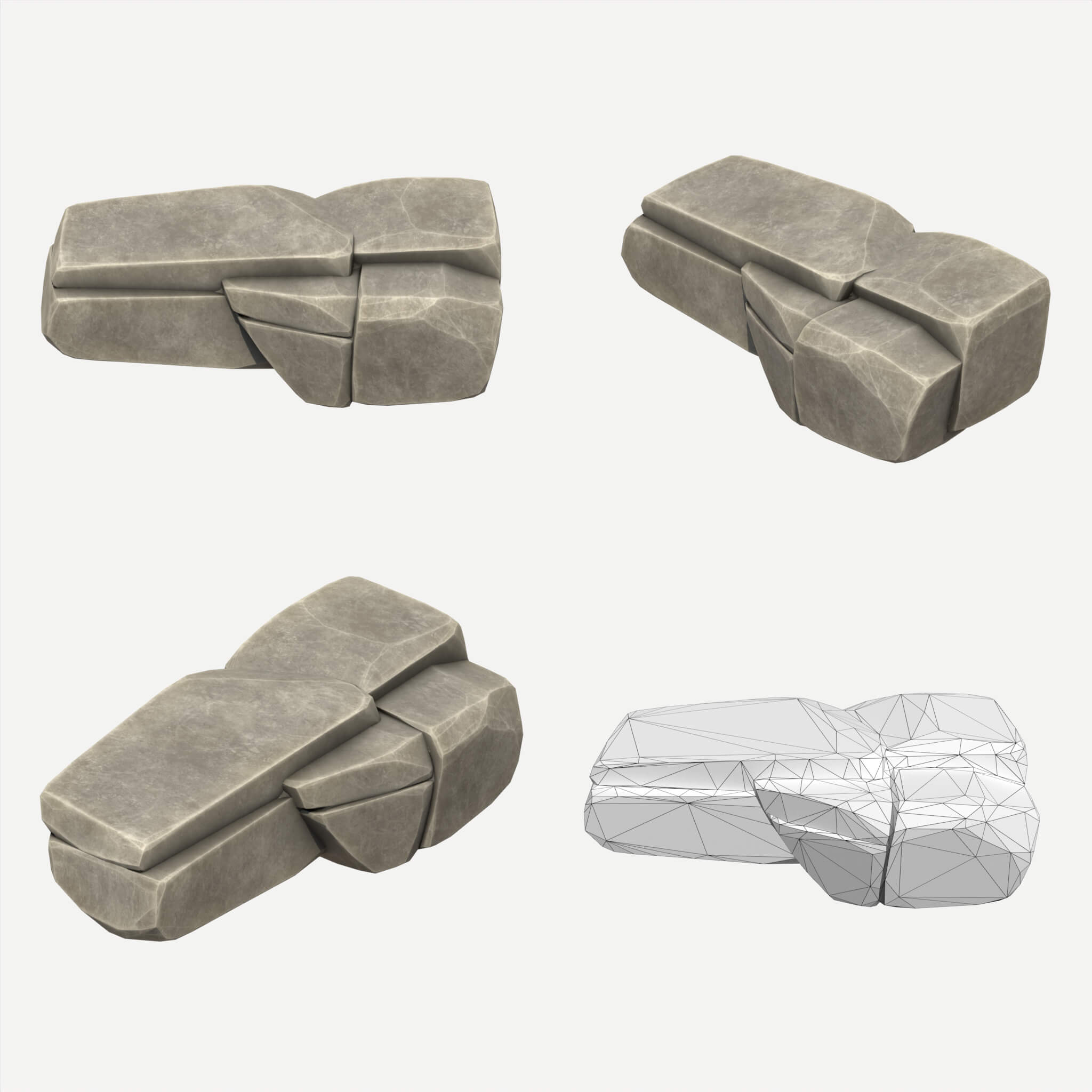15 Stylized Block Rock - 3D Game Asset - 231030 by mega3d