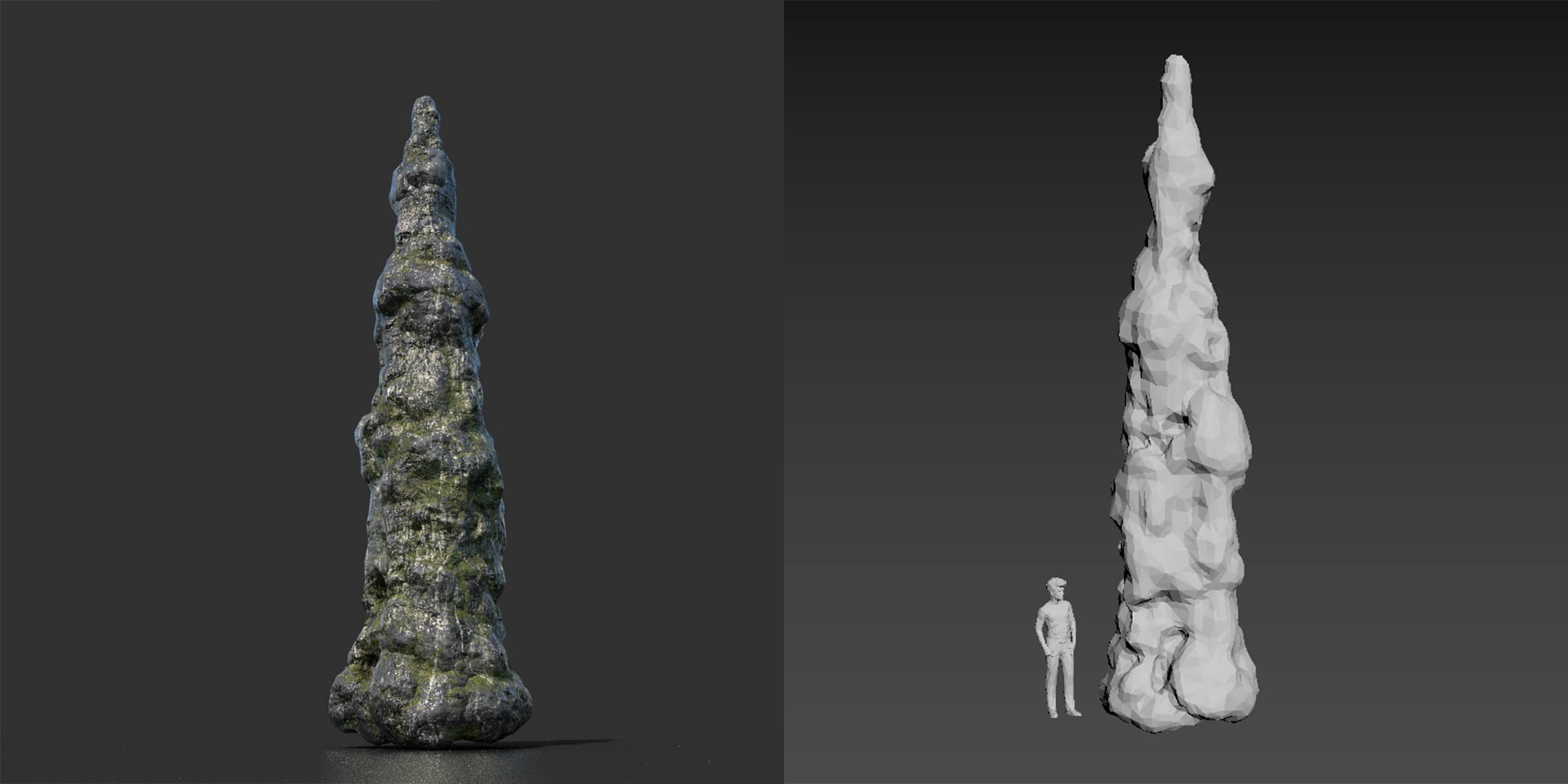 20 Low Poly Black Mossy Stalactite Cave Rocks - 3D Model by mega3d