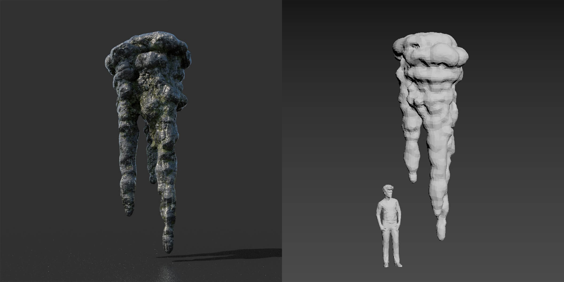 20 Low Poly Black Mossy Stalactite Cave Rocks - 3D Model by mega3d