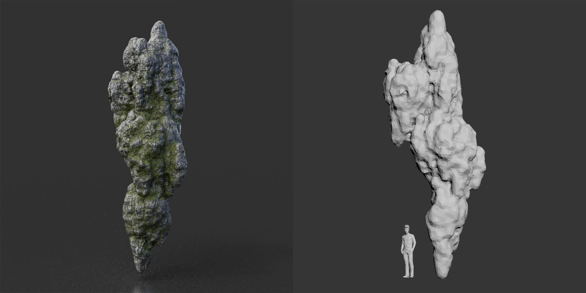 20 Low Poly Black Mossy Stalactite Cave Rocks - 3D Model by mega3d