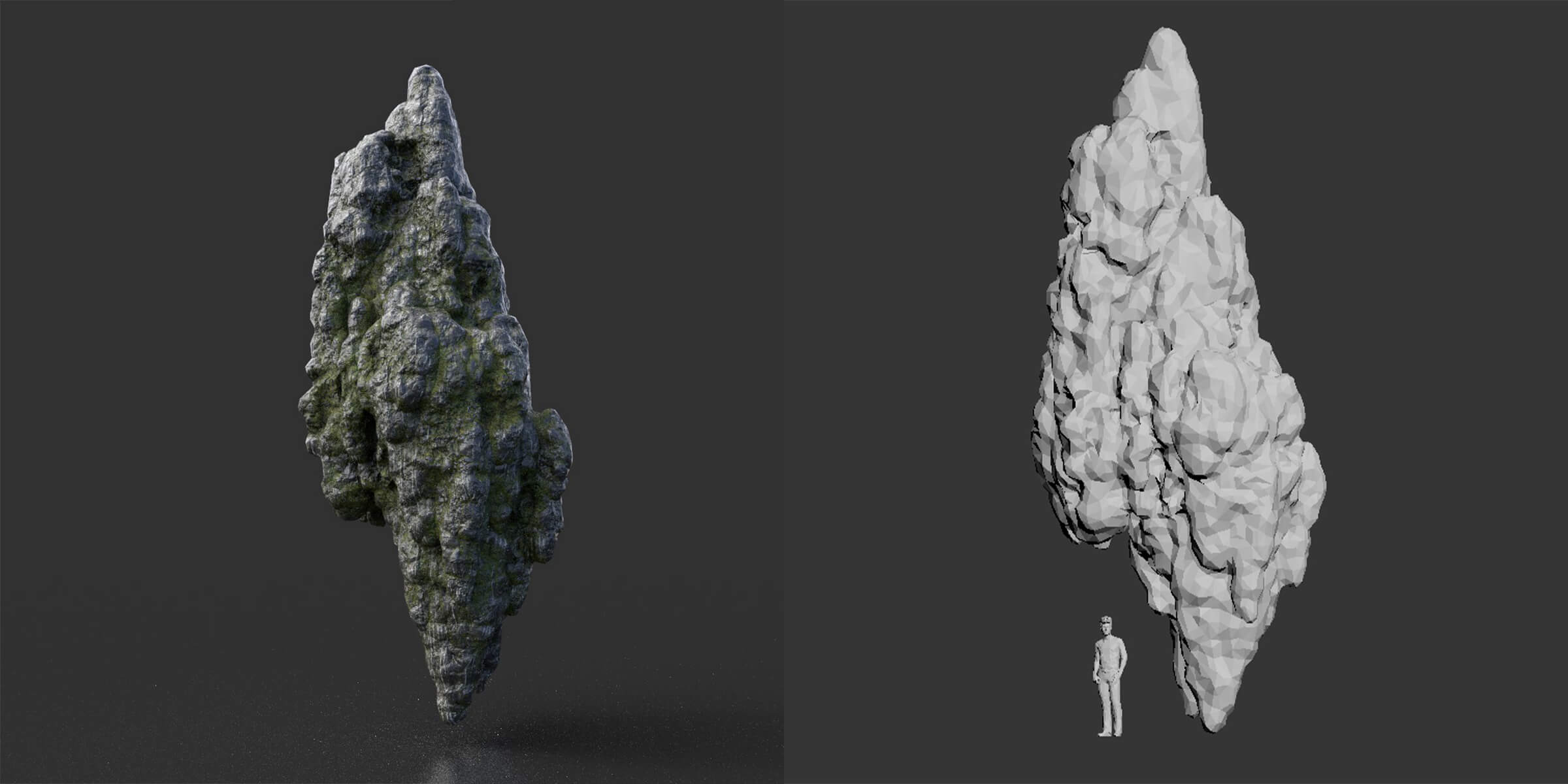 20 Low Poly Black Mossy Stalactite Cave Rocks - 3D Model by mega3d