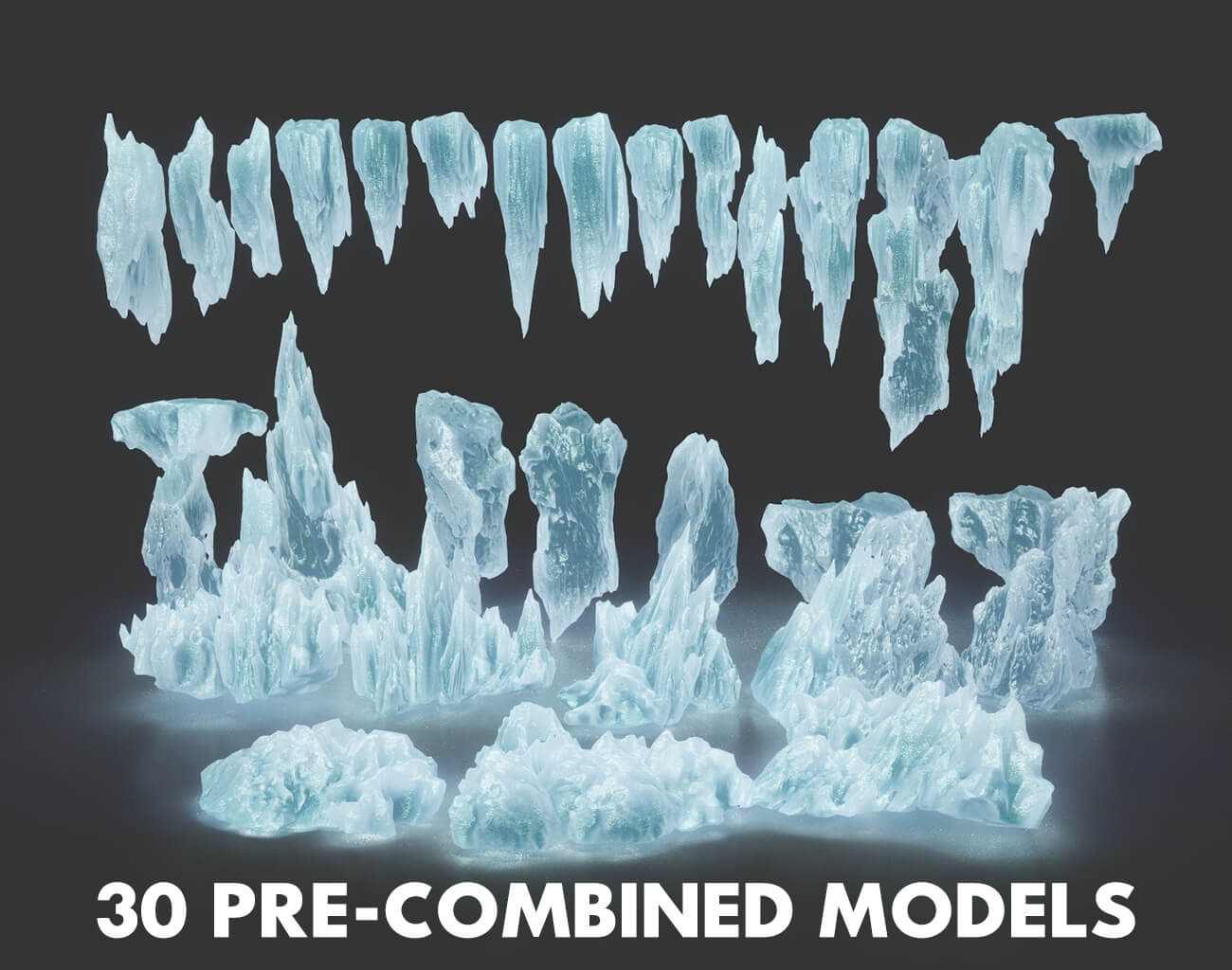 40 Low Poly Ice Cave Modulars - 231219 3D Model by mega3d