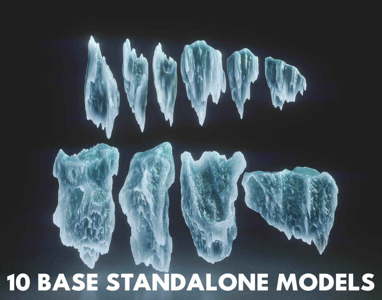 40 Low Poly Ice Cave Modulars - 231219 3D Model by mega3d