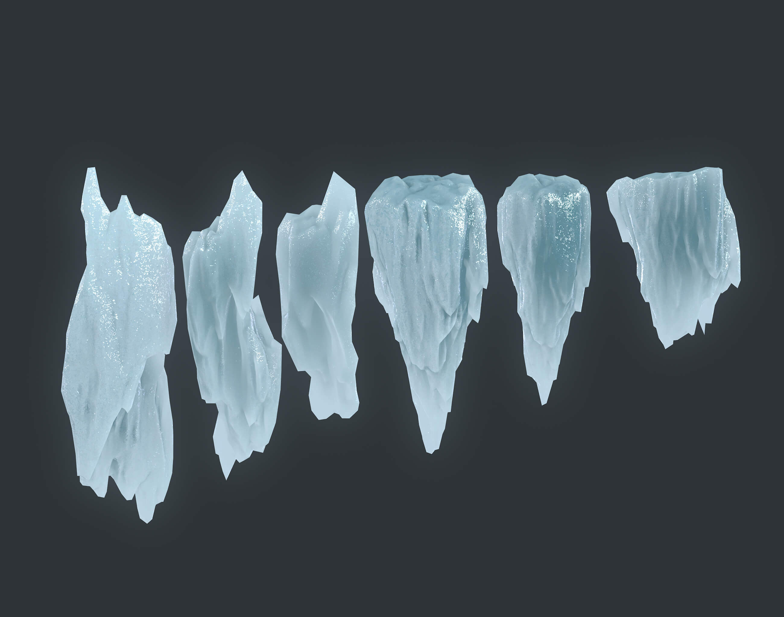 40 Low Poly Ice Cave Modulars - 231219 3D Model by mega3d