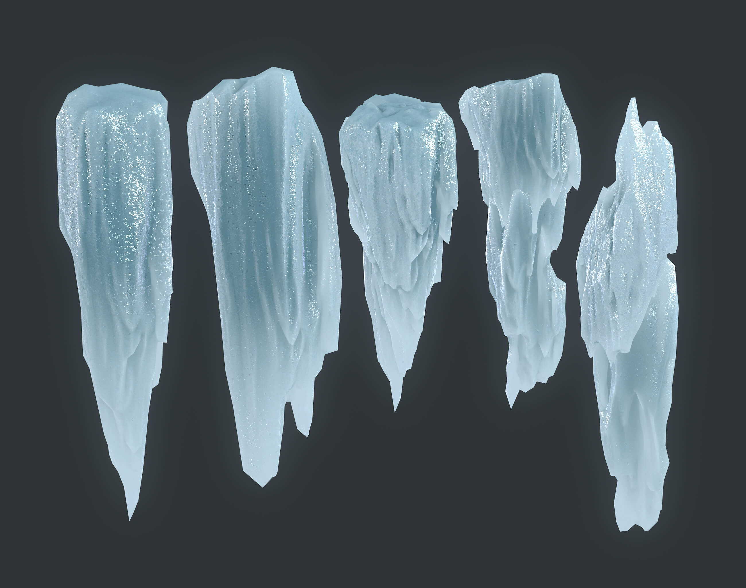 40 Low Poly Ice Cave Modulars - 231219 3D Model by mega3d