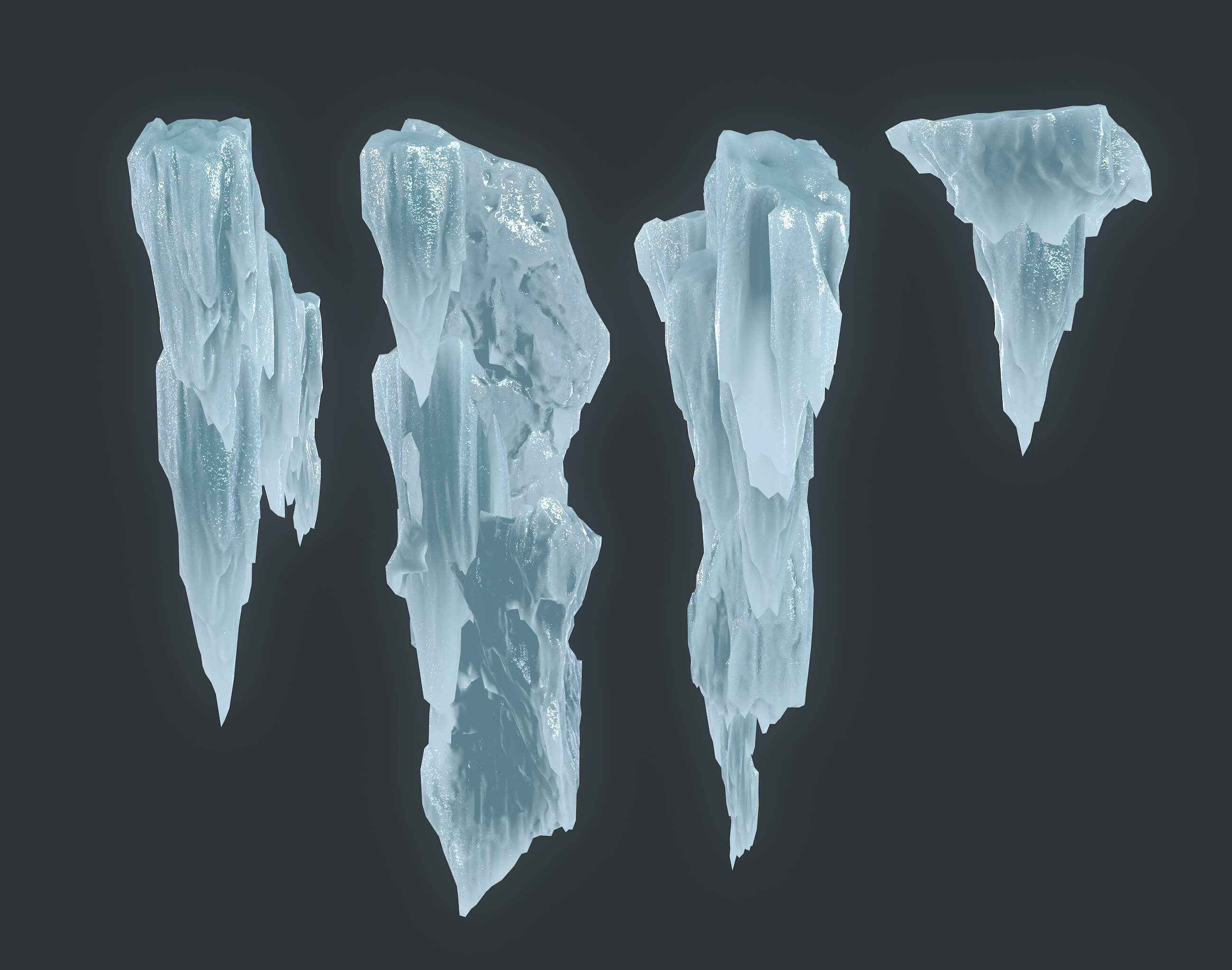 40 Low Poly Ice Cave Modulars - 231219 3D Model by mega3d