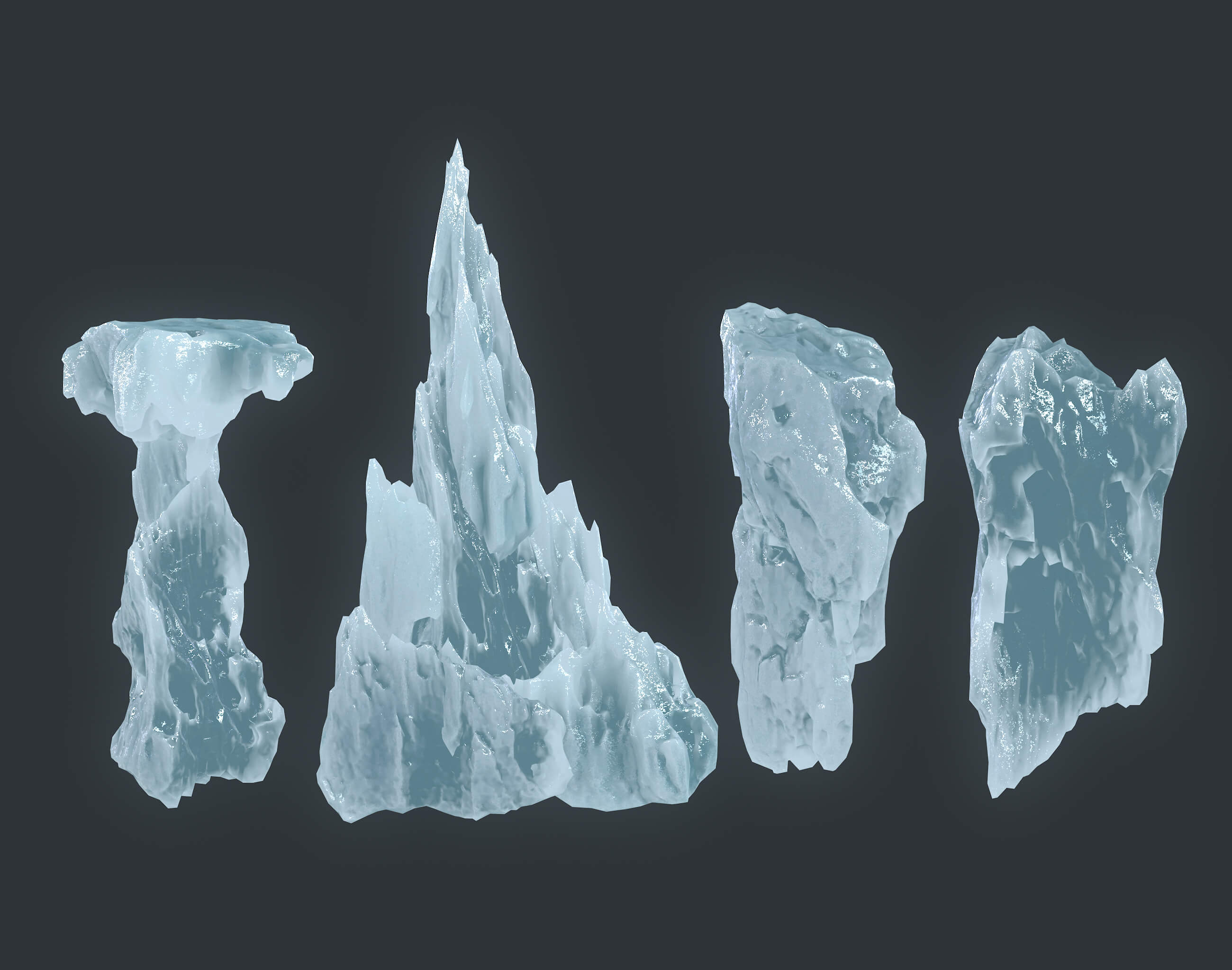 40 Low Poly Ice Cave Modulars - 231219 3D Model by mega3d
