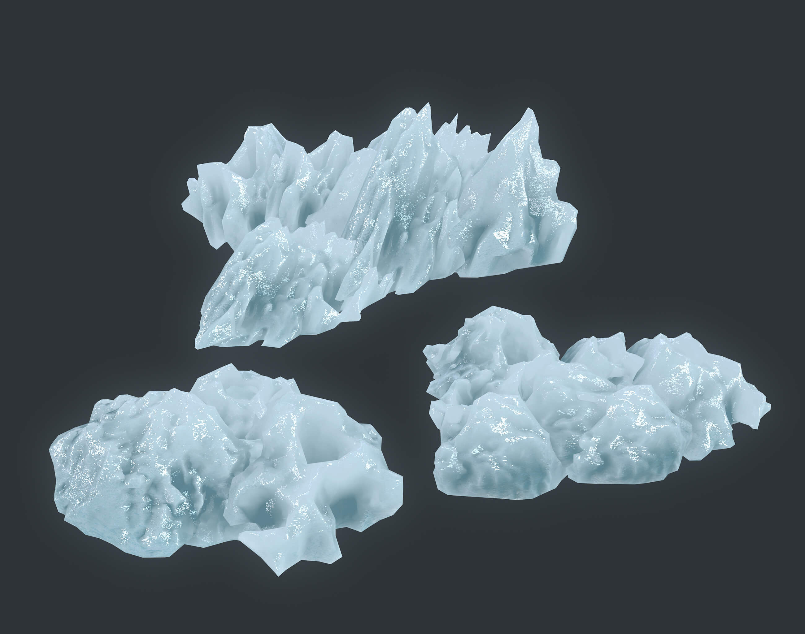 40 Low Poly Ice Cave Modulars - 231219 3D Model by mega3d