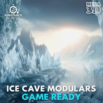 40 Low Poly Ice Cave Modulars - 231219 3D Model by mega3d