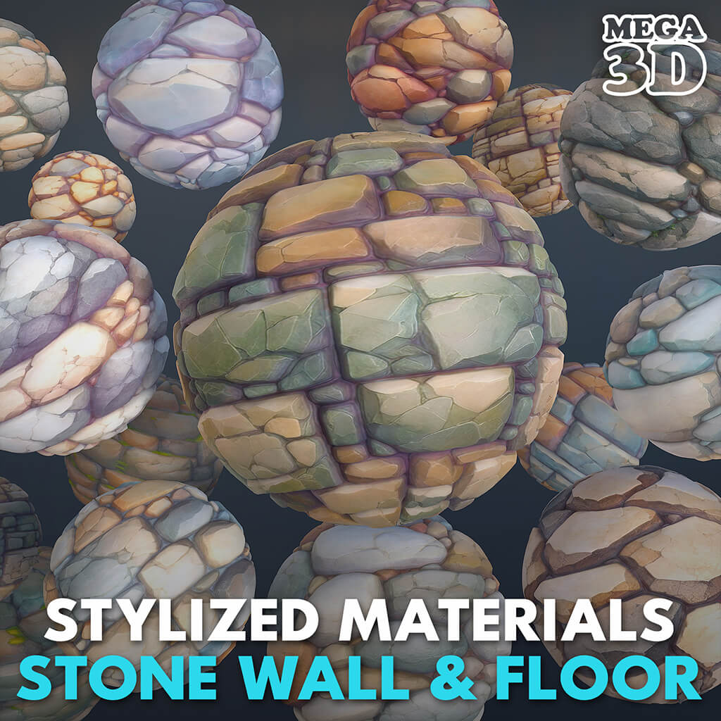50 Stylized Hand Painted Stone Wall & Floor Materials - 3D Texture by ...