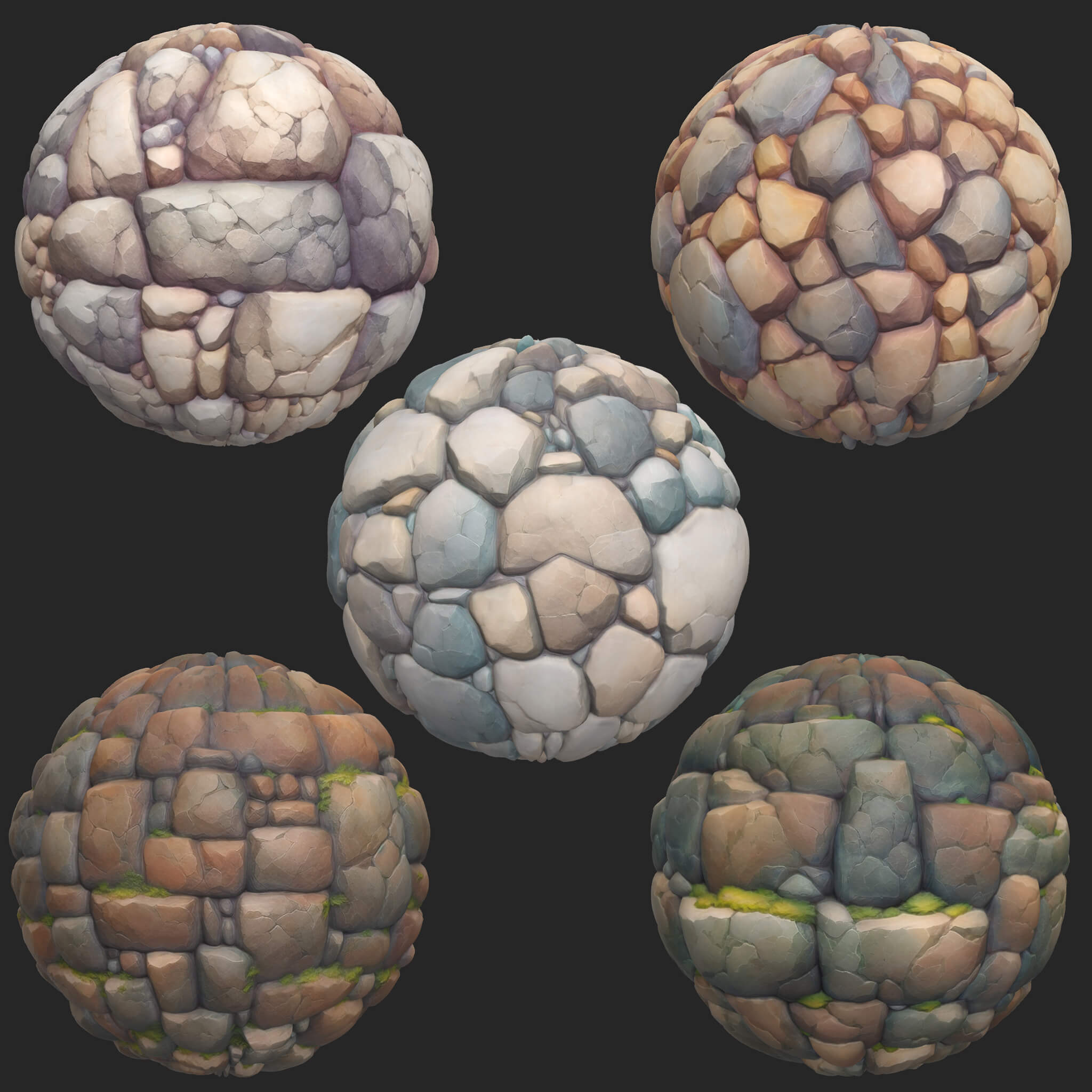 50 Stylized Hand Painted Stone Wall & Floor Materials - 3D Texture by ...