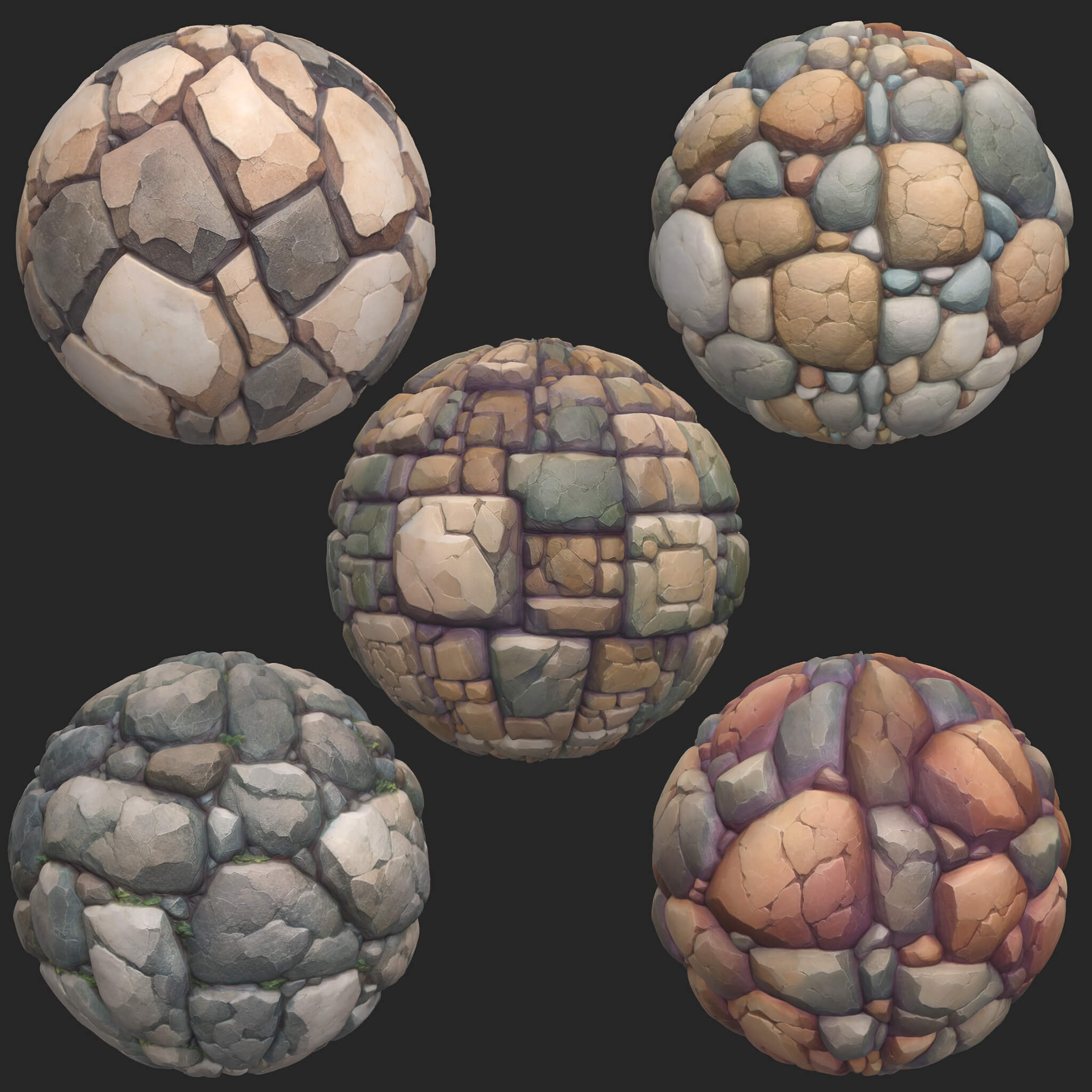 50 Stylized Hand Painted Stone Wall & Floor Materials - 3D Texture by ...