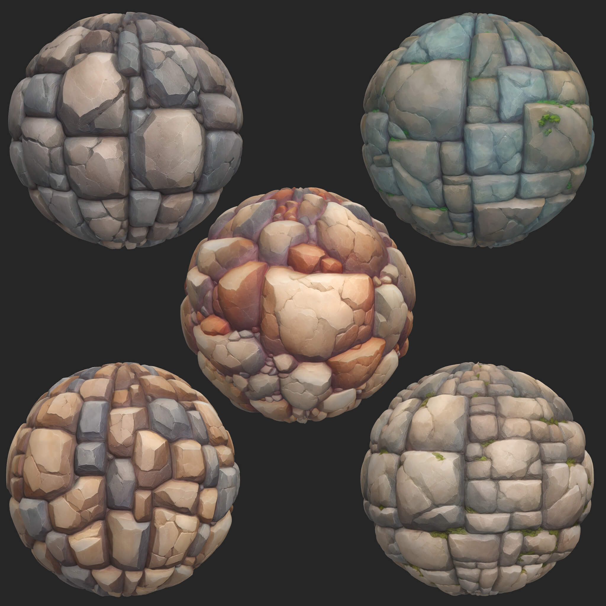50 Stylized Hand Painted Stone Wall & Floor Materials - 3D Texture by ...