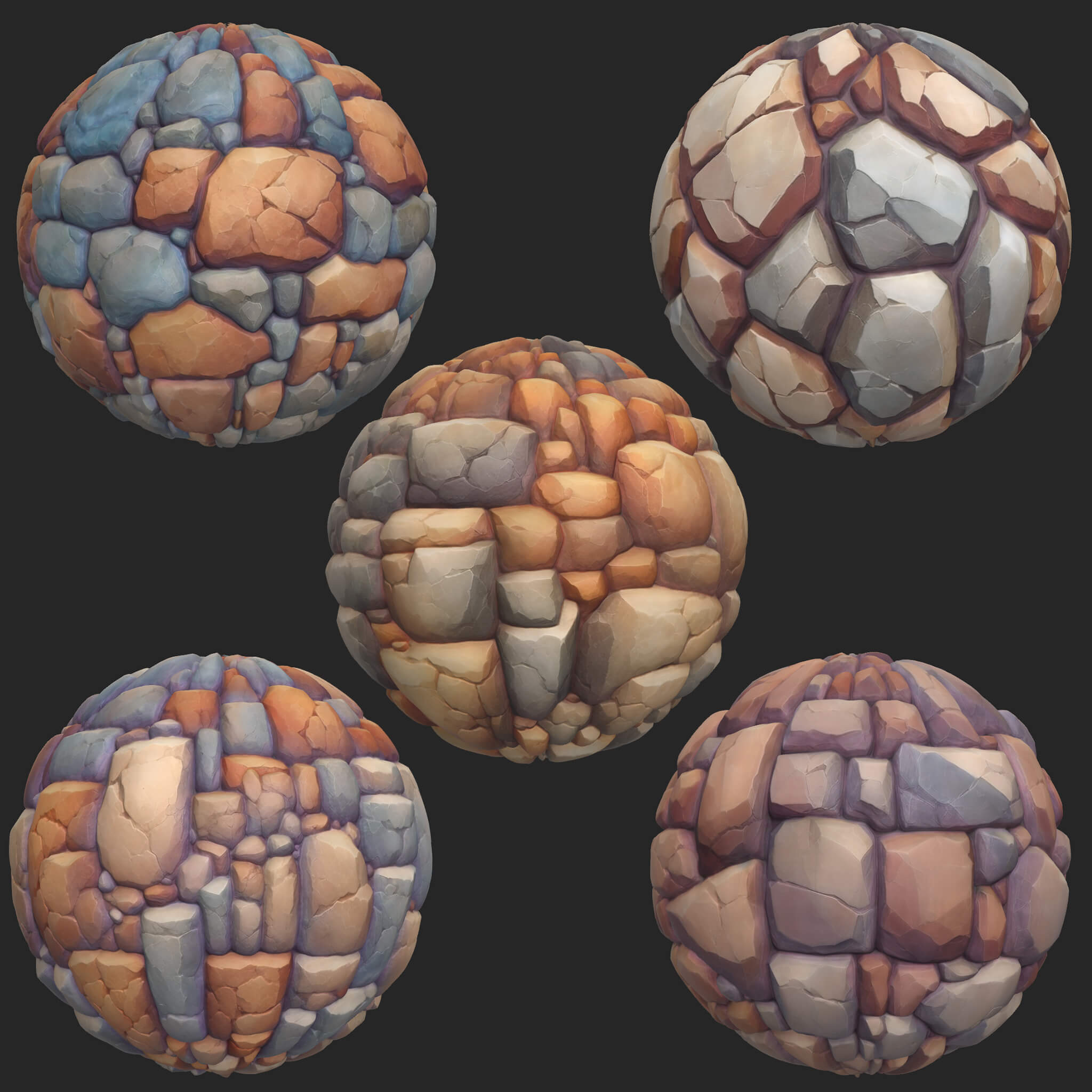 50 Stylized Hand Painted Stone Wall & Floor Materials - 3D Texture by ...