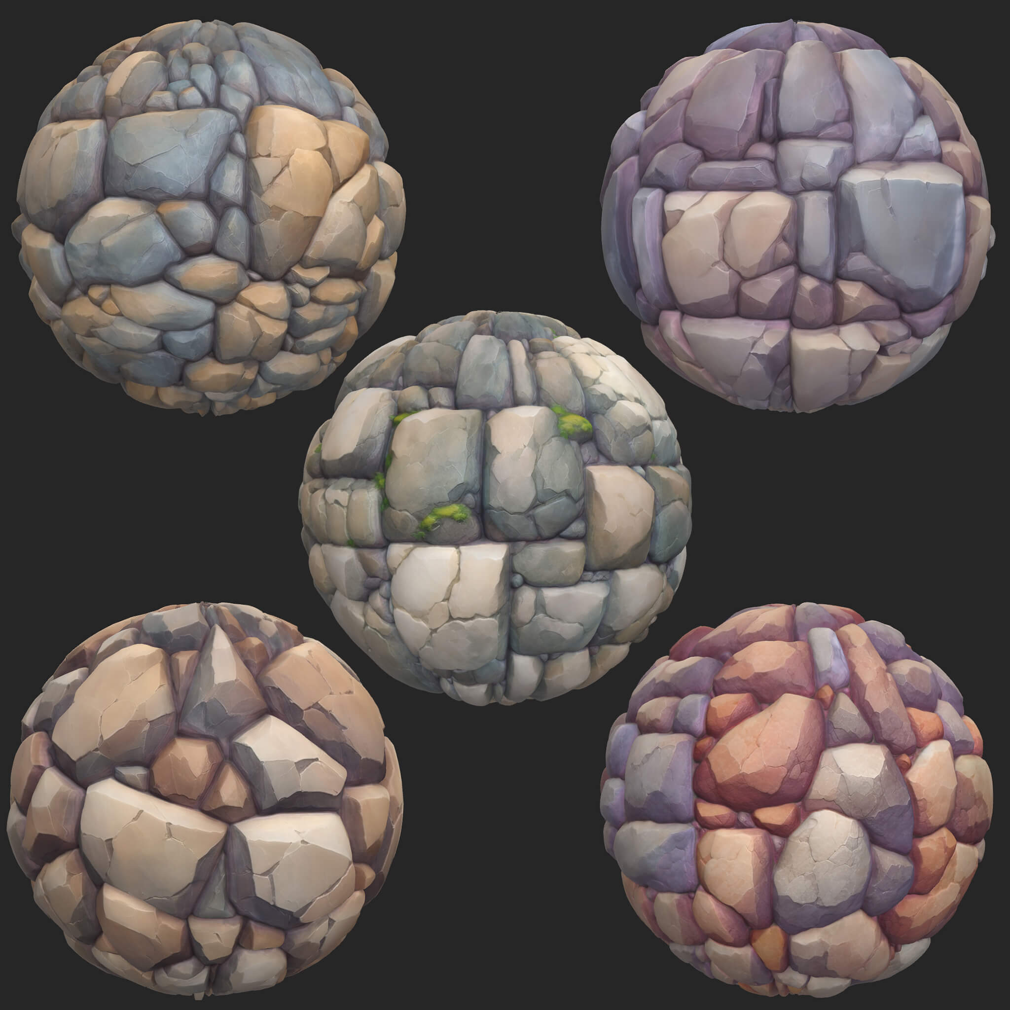 50 Stylized Hand Painted Stone Wall & Floor Materials - 3D Texture by ...