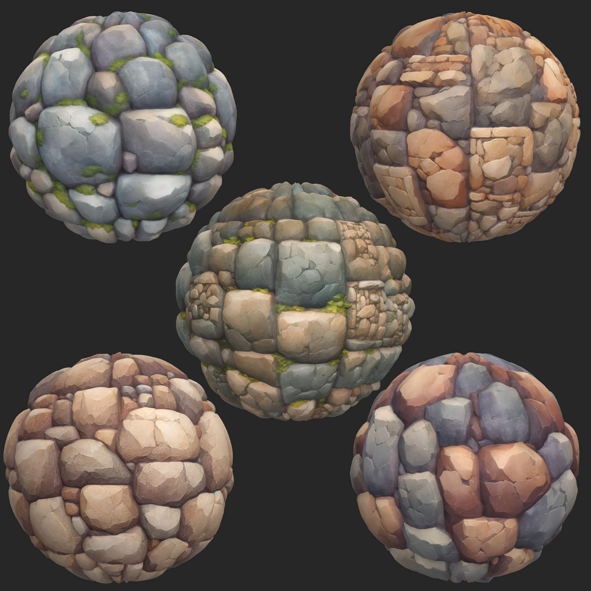 50 Stylized Hand Painted Stone Wall & Floor Materials - 3D Texture by ...