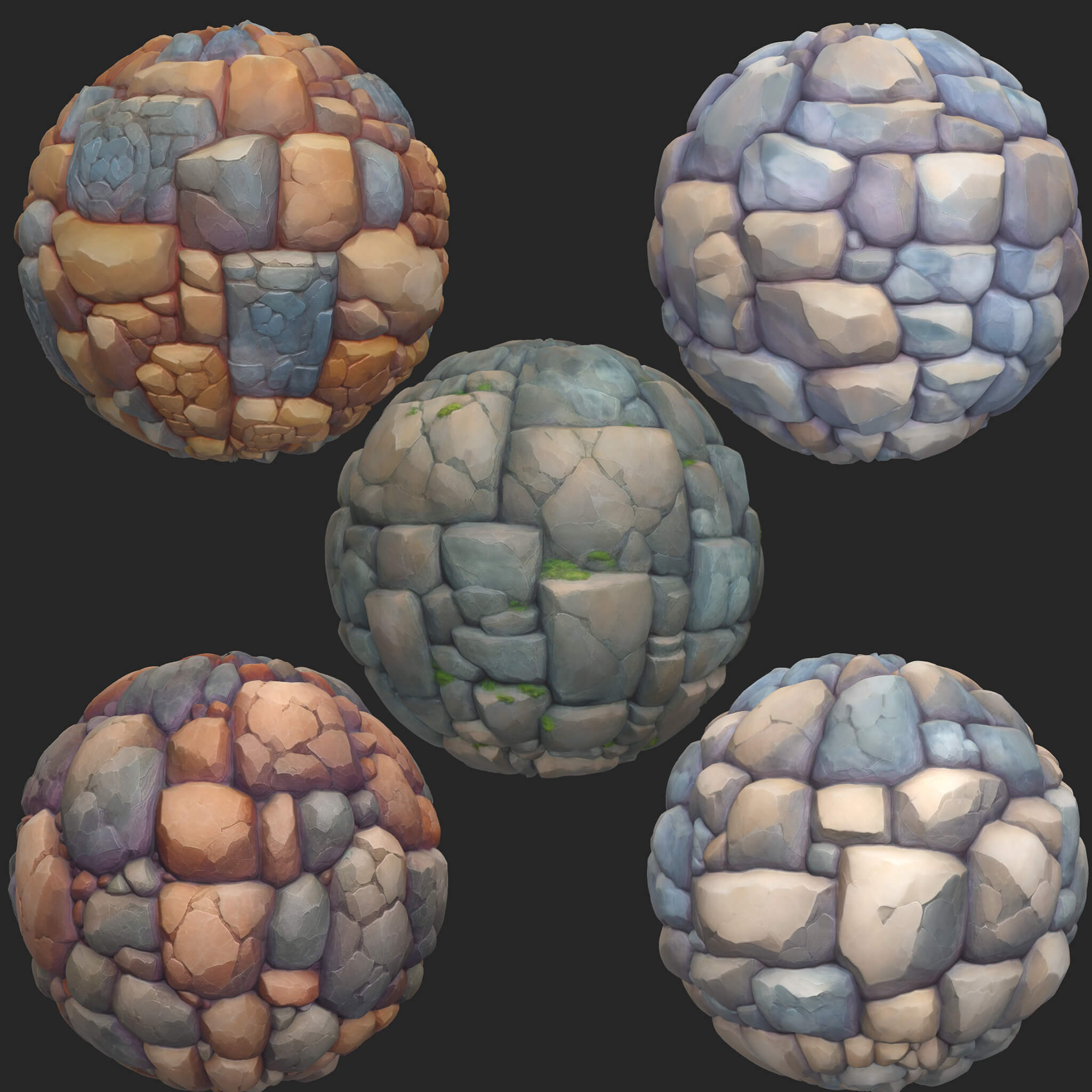 50 Stylized Hand Painted Stone Wall & Floor Materials - 3D Texture by ...