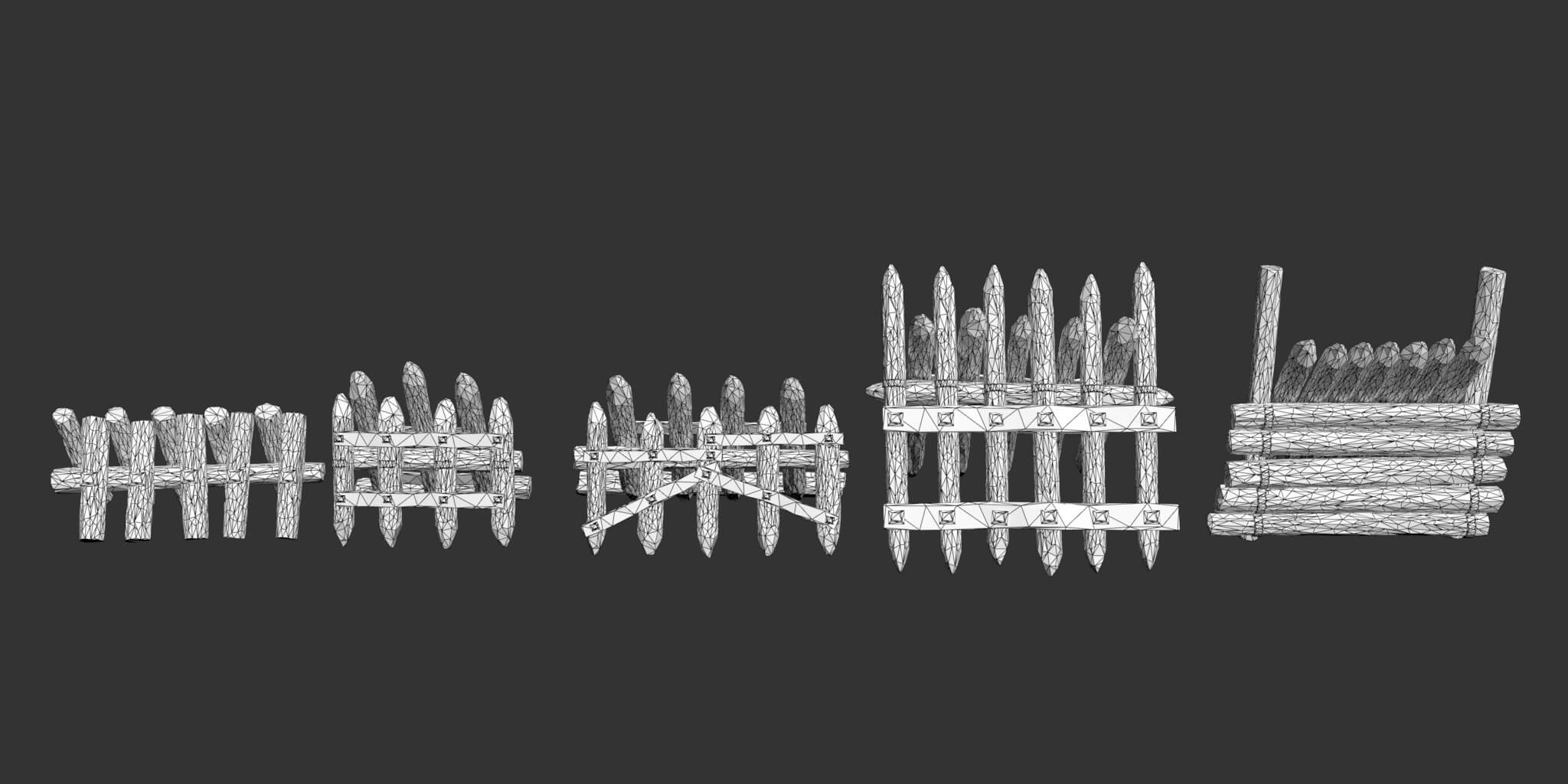 51 Low Poly Wooden Log Fences - 240303 3D Model by mega3d