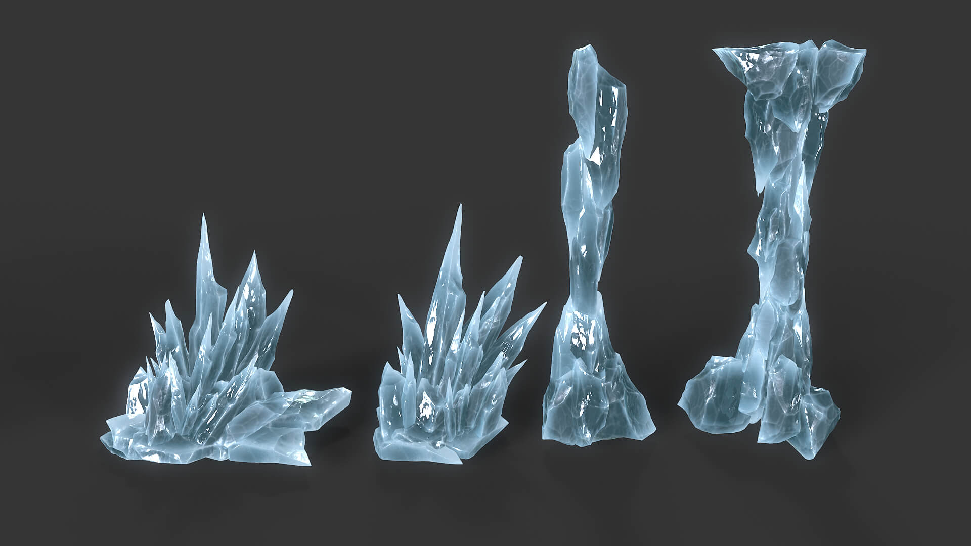 60 Low Poly Ice Cave Modulars - 240112 3D Model by mega3d