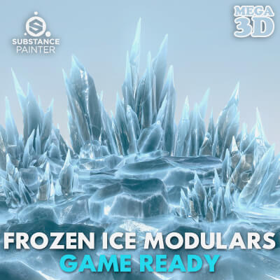 60 Low Poly Ice Cave Modulars - 240112 3D Model by mega3d
