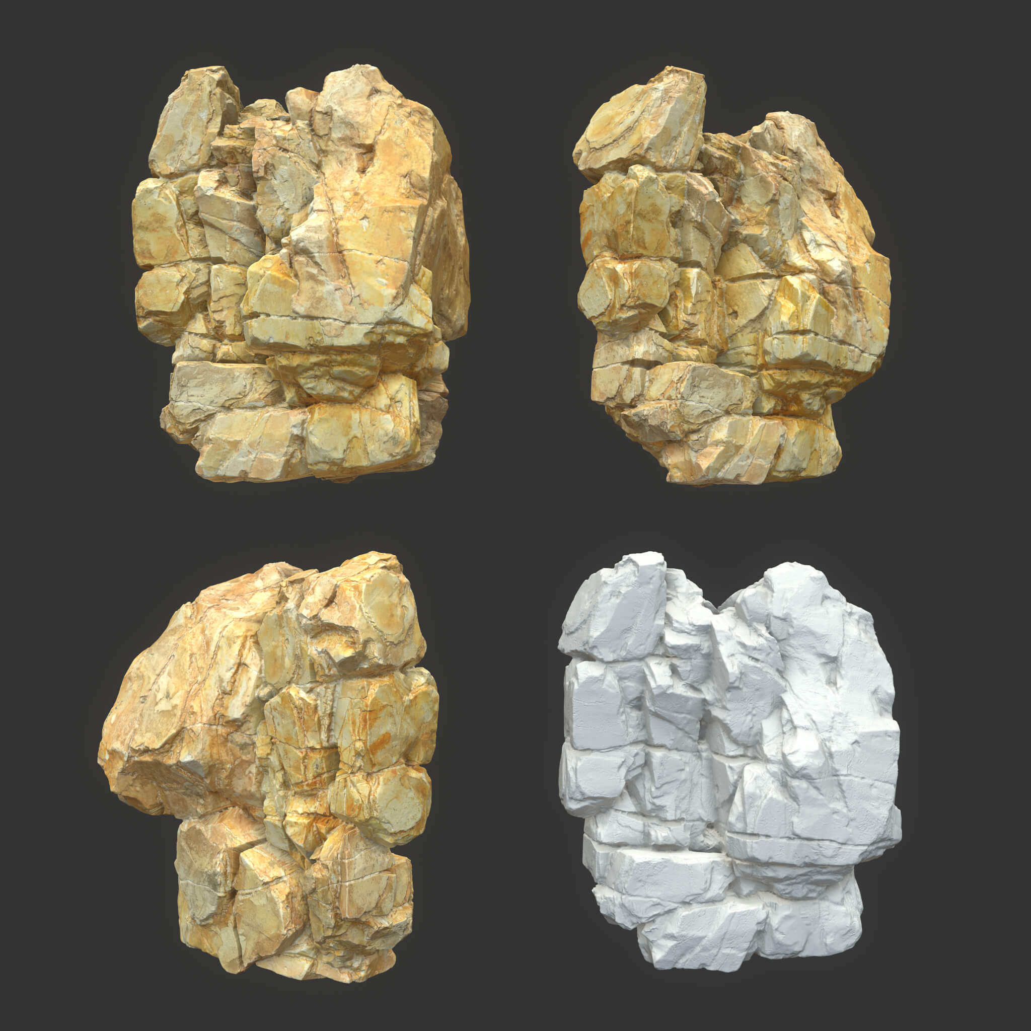 8 Modular Cliff Rocks - 3D Model by mega3d