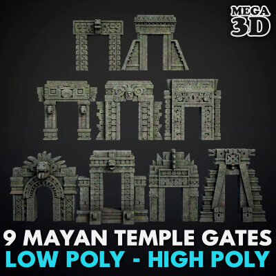9 Mayan Temple Gates 3D Asset Pack 250812 by mega3d
