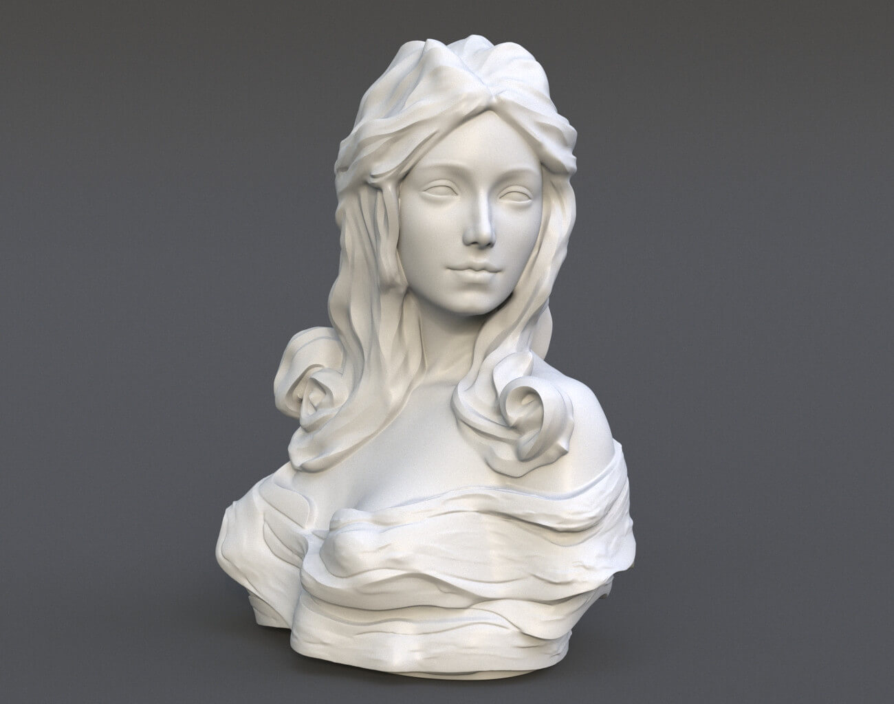 Female Bust Statue 220527 - 3D Model by mega3d