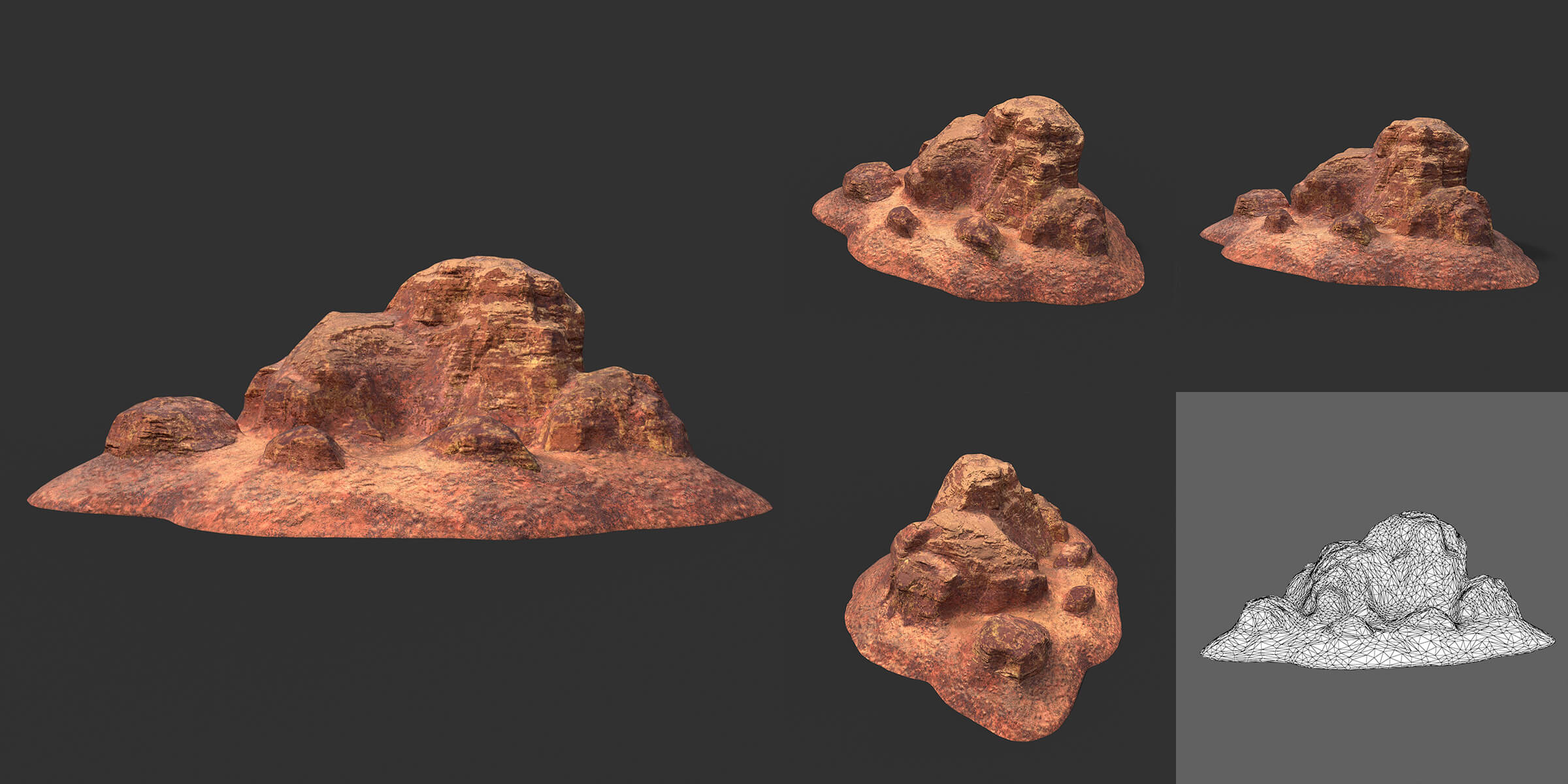 Low Poly Canyon Desert Rock Pack - 3D Model by mega3d