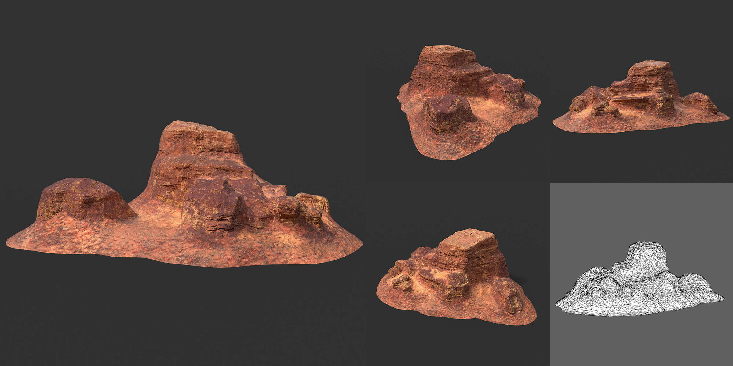 Low Poly Canyon Desert Rock Pack - 3D Model by mega3d