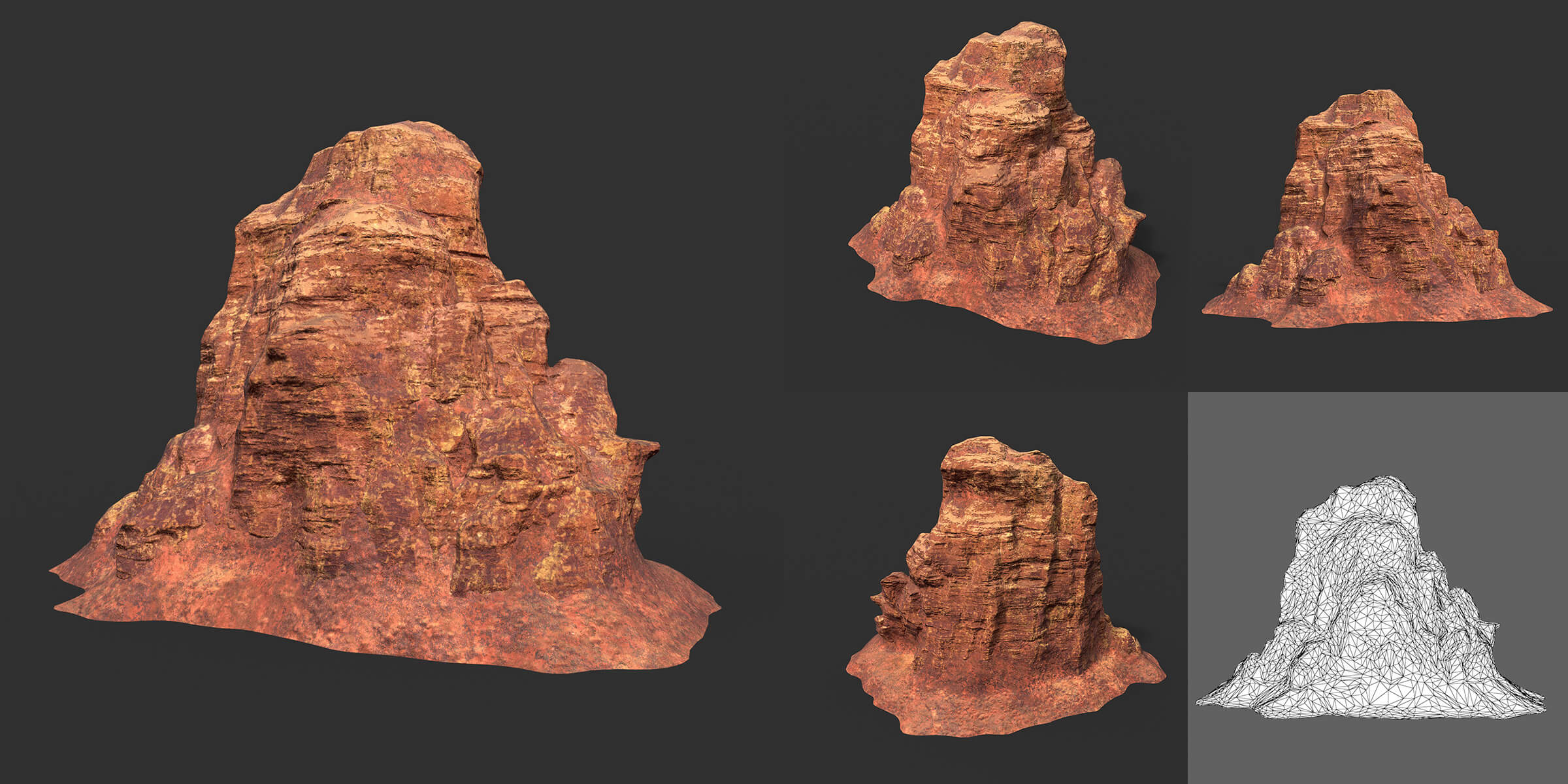 Low Poly Canyon Desert Rock Pack - 3D Model by mega3d
