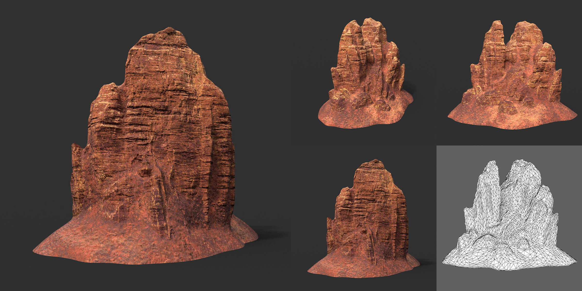 Low Poly Canyon Desert Rock Pack - 3D Model by mega3d