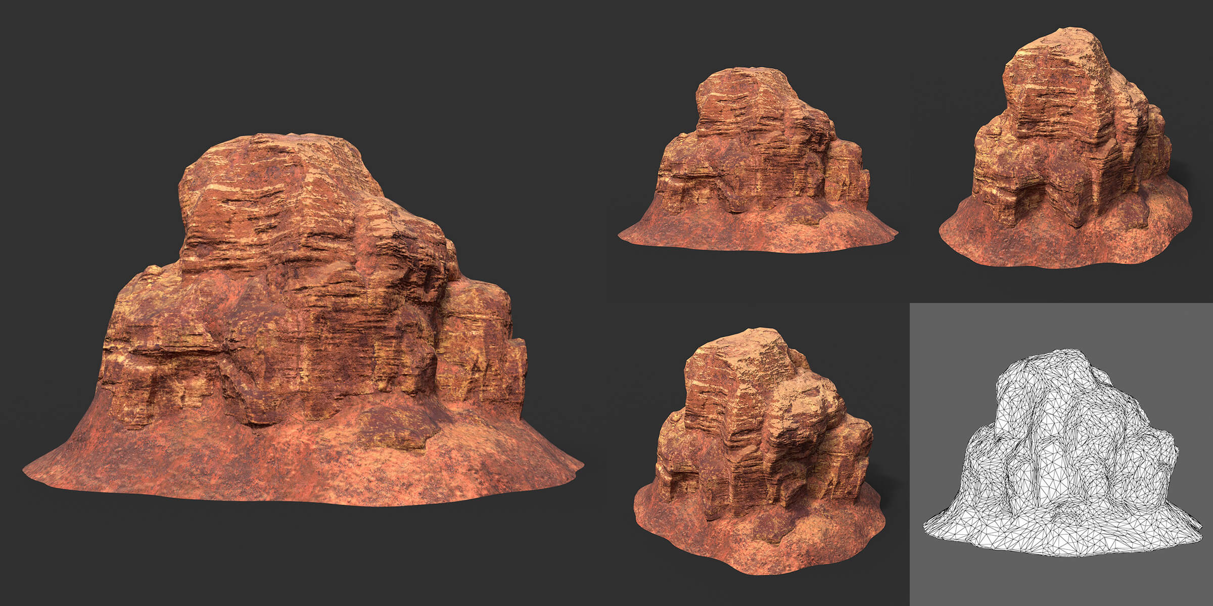 Low Poly Canyon Desert Rock Pack - 3D Model by mega3d