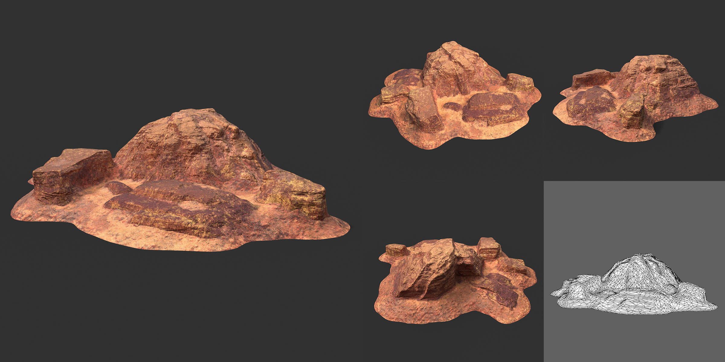 Low Poly Canyon Desert Rock Pack - 3D Model by mega3d