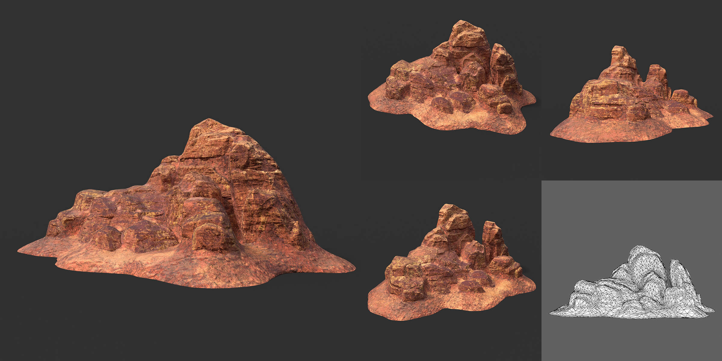 Low Poly Canyon Desert Rock Pack - 3D Model by mega3d
