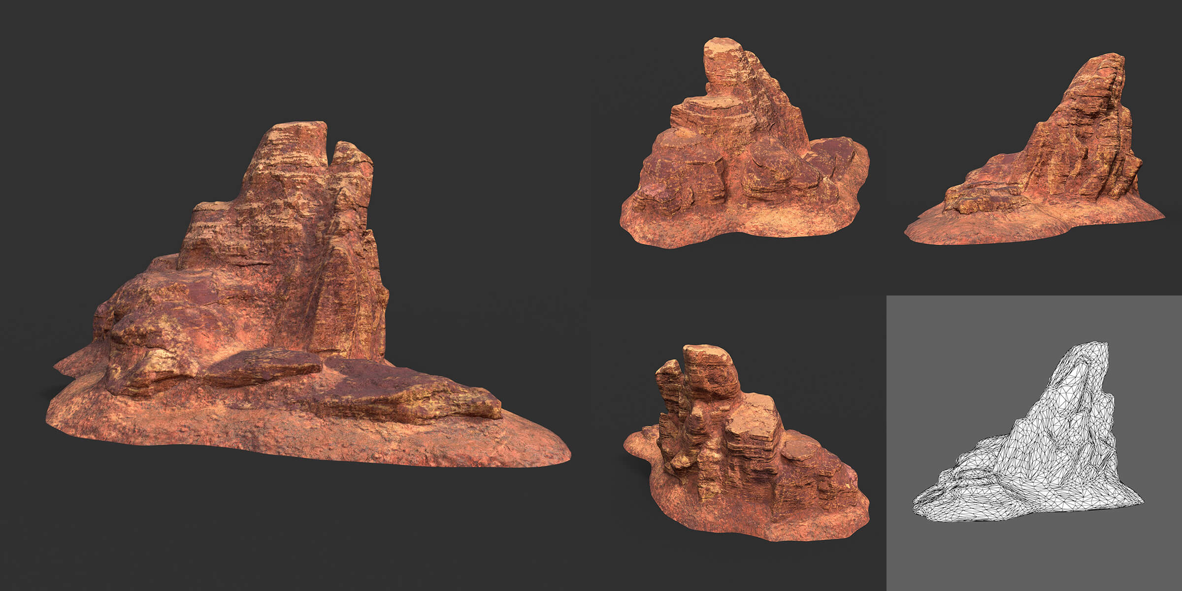 Low Poly Canyon Desert Rock Pack - 3D Model by mega3d