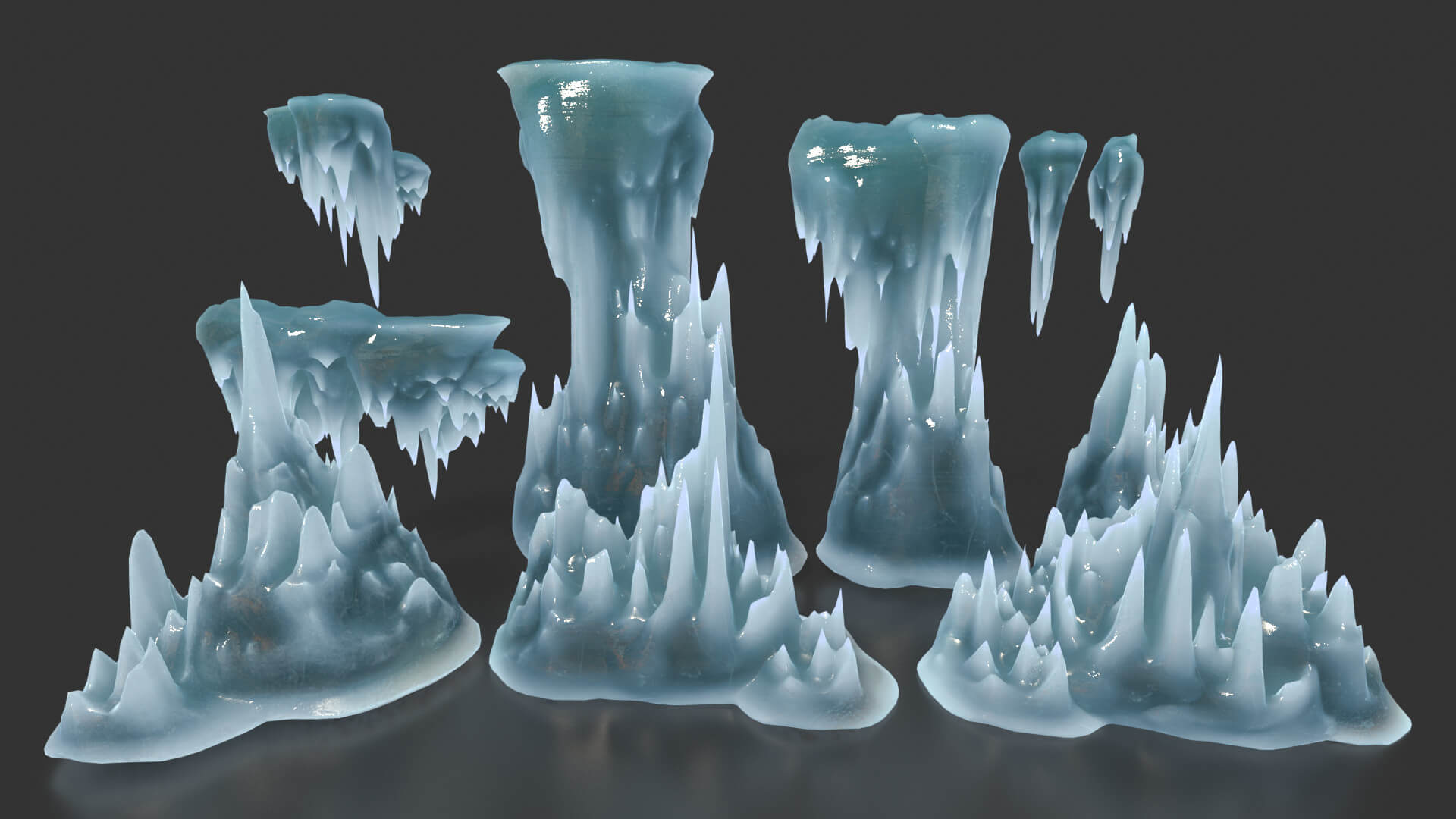 Low Poly Ice Spike Cave 230501 - 3D Model by mega3d