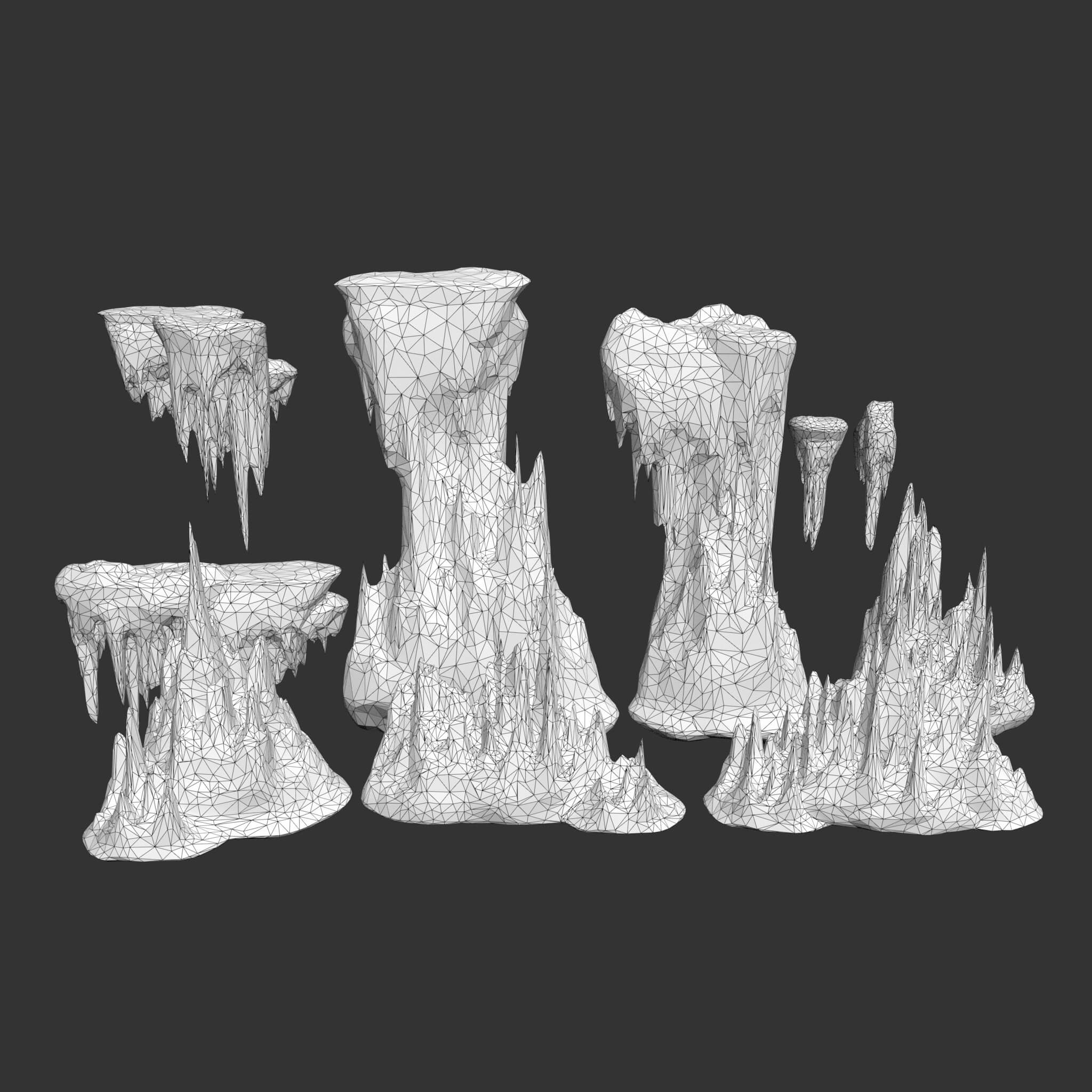 Low Poly Ice Spike Cave 230501 - 3D Model by mega3d
