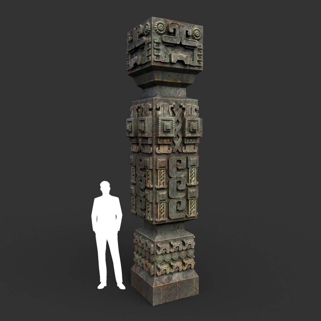 Low Poly Mayan Inca Aztec Column Modular Pack Mossy 210616 - 3D Model ...